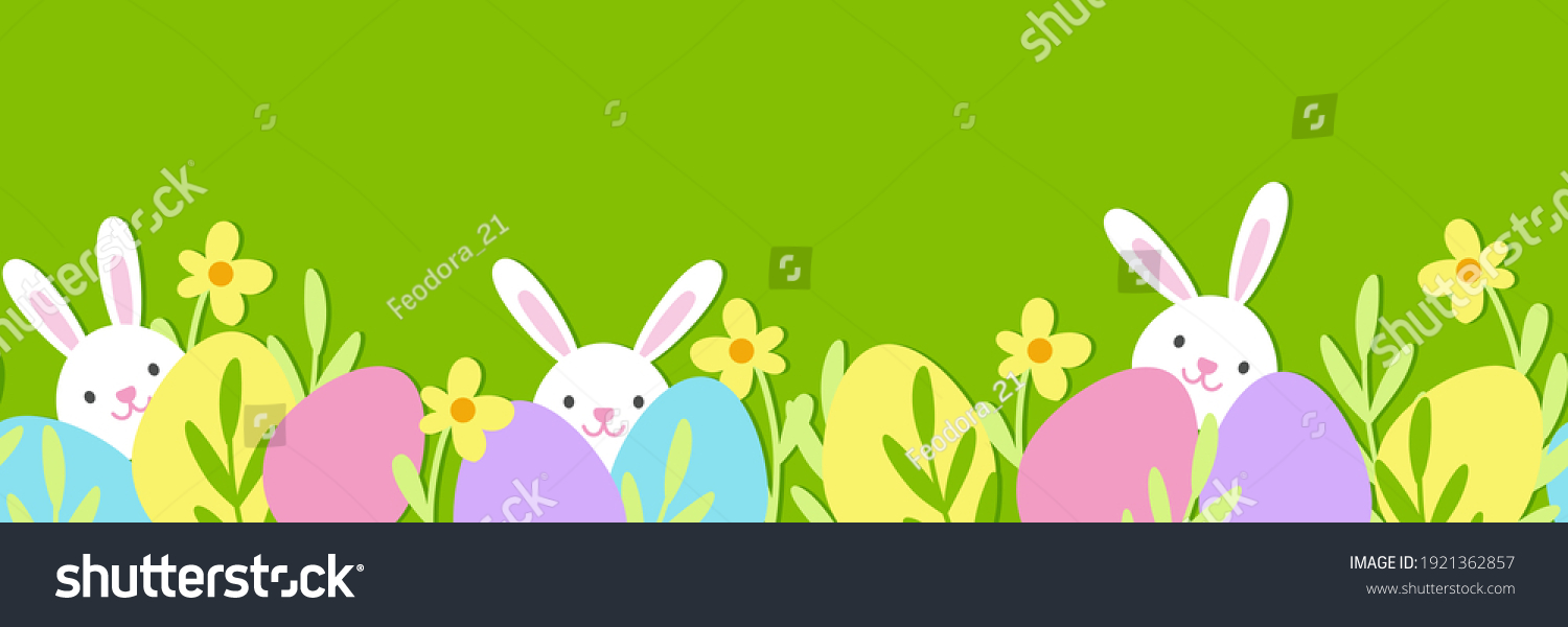 Cute Easter Border Horizontal Seamless Pattern Stock Vector (Royalty ...