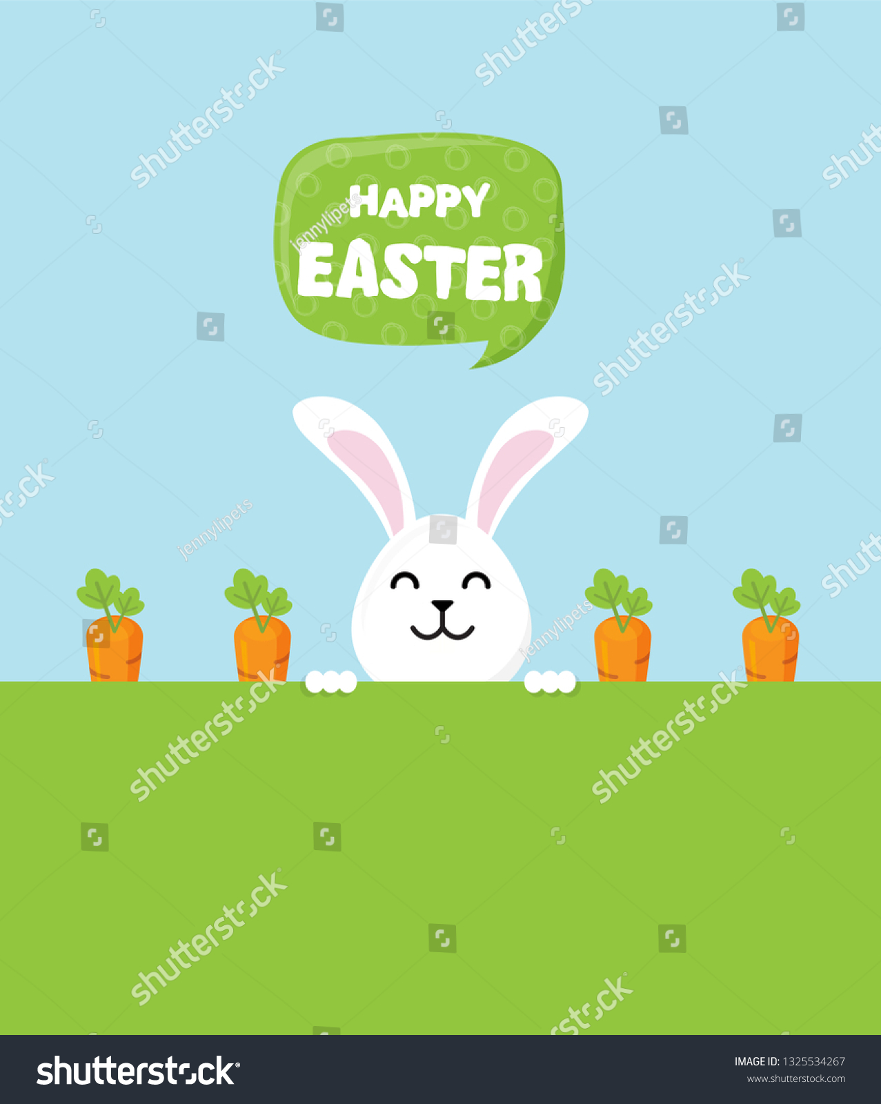 Cute Easter Bunnies Happy Easter Sign Stock Vector (Royalty Free ...