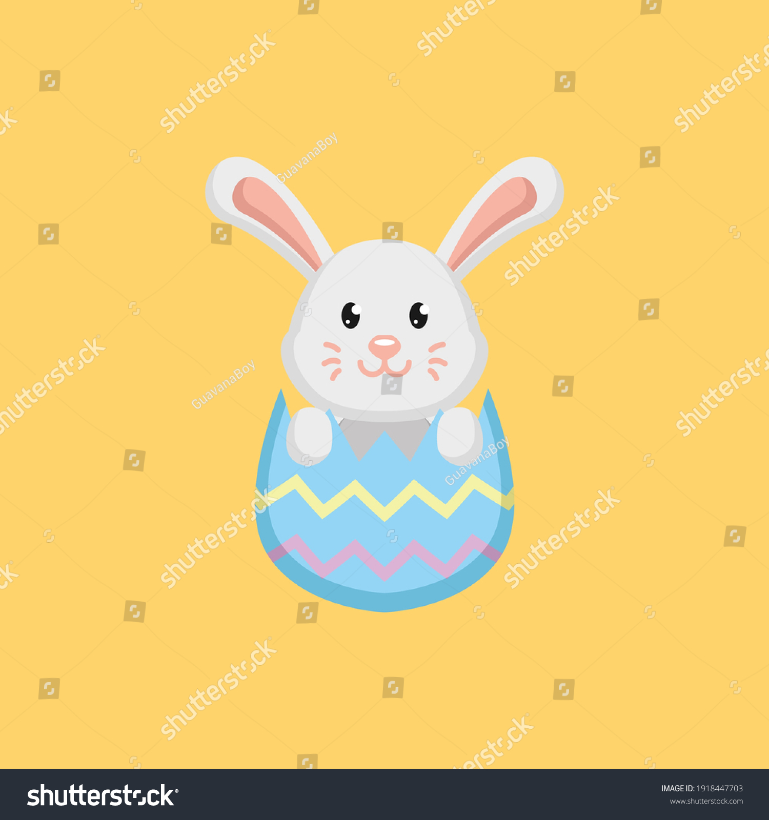 Cute Easter Bunny Mascot Logo Design Stock Vector (Royalty Free) 1918447703
