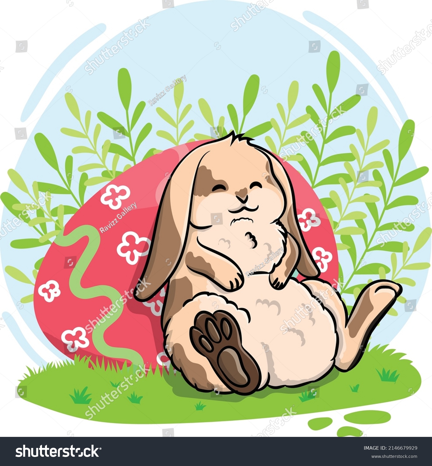 Cute Easter Bunny Sleeping Large Easter Stock Vector (Royalty Free ...