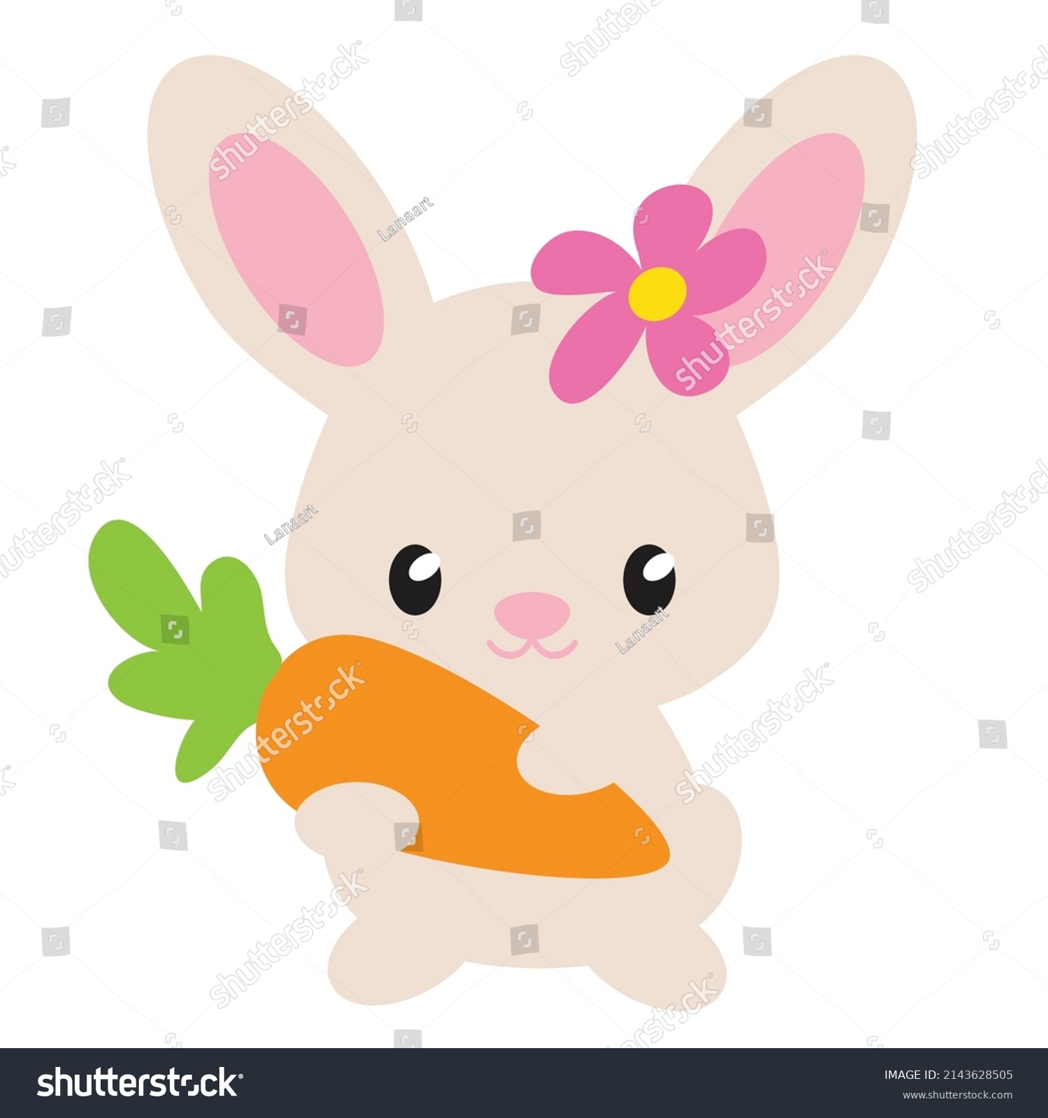 Cute Easter Bunny Vector Cartoon Illustration Stock Vector (Royalty ...