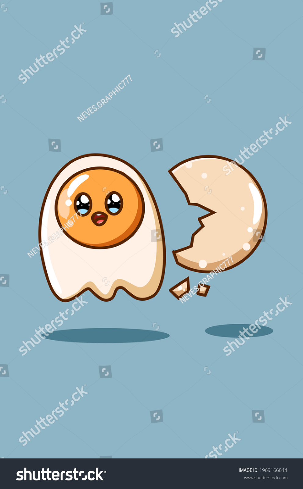 Cute Egg Shell Cartoon Illustration Stock Vector (Royalty Free) 1969166044