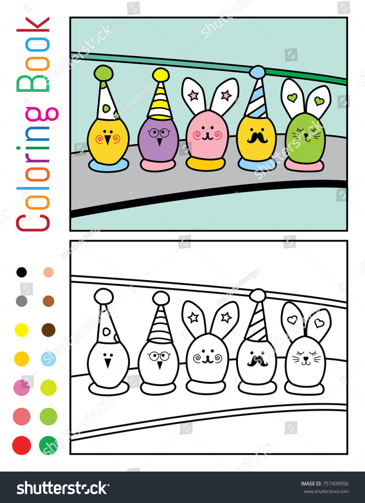 Cute Eggs Coloring Book Vector Illustration Stock Vector (Royalty Free ...