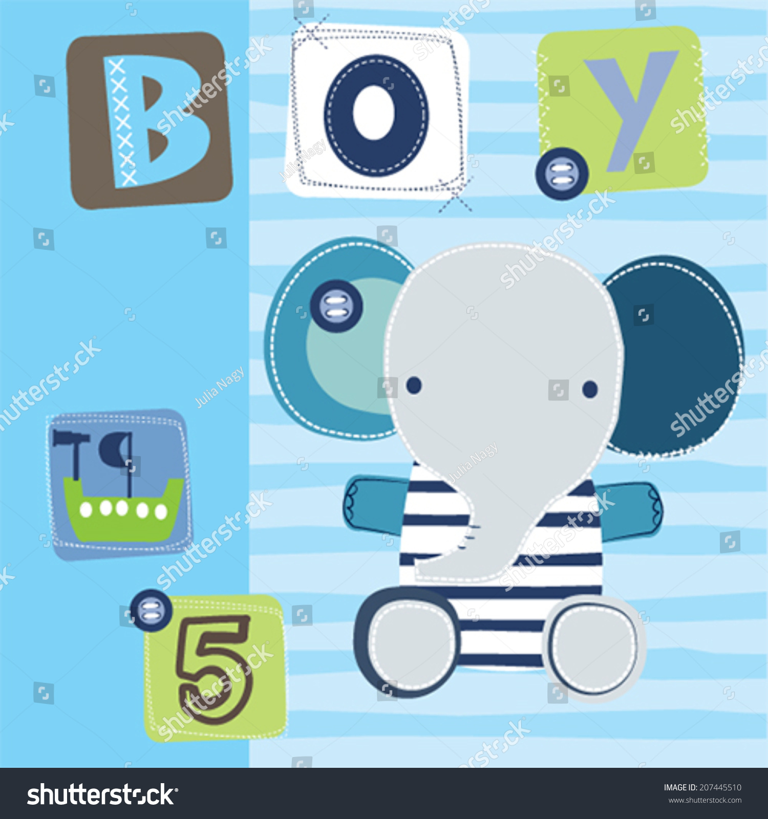 Cute Elephant Boy Vector Illustration Stock Vector (Royalty Free) 207445510