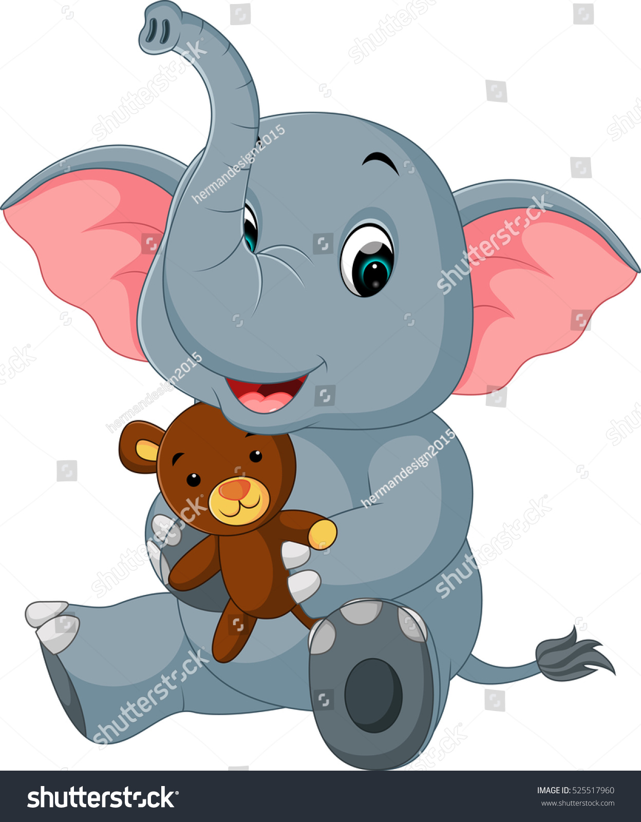 Cute Elephant Cartoon: vector de stock (libre de regalías) 525517960