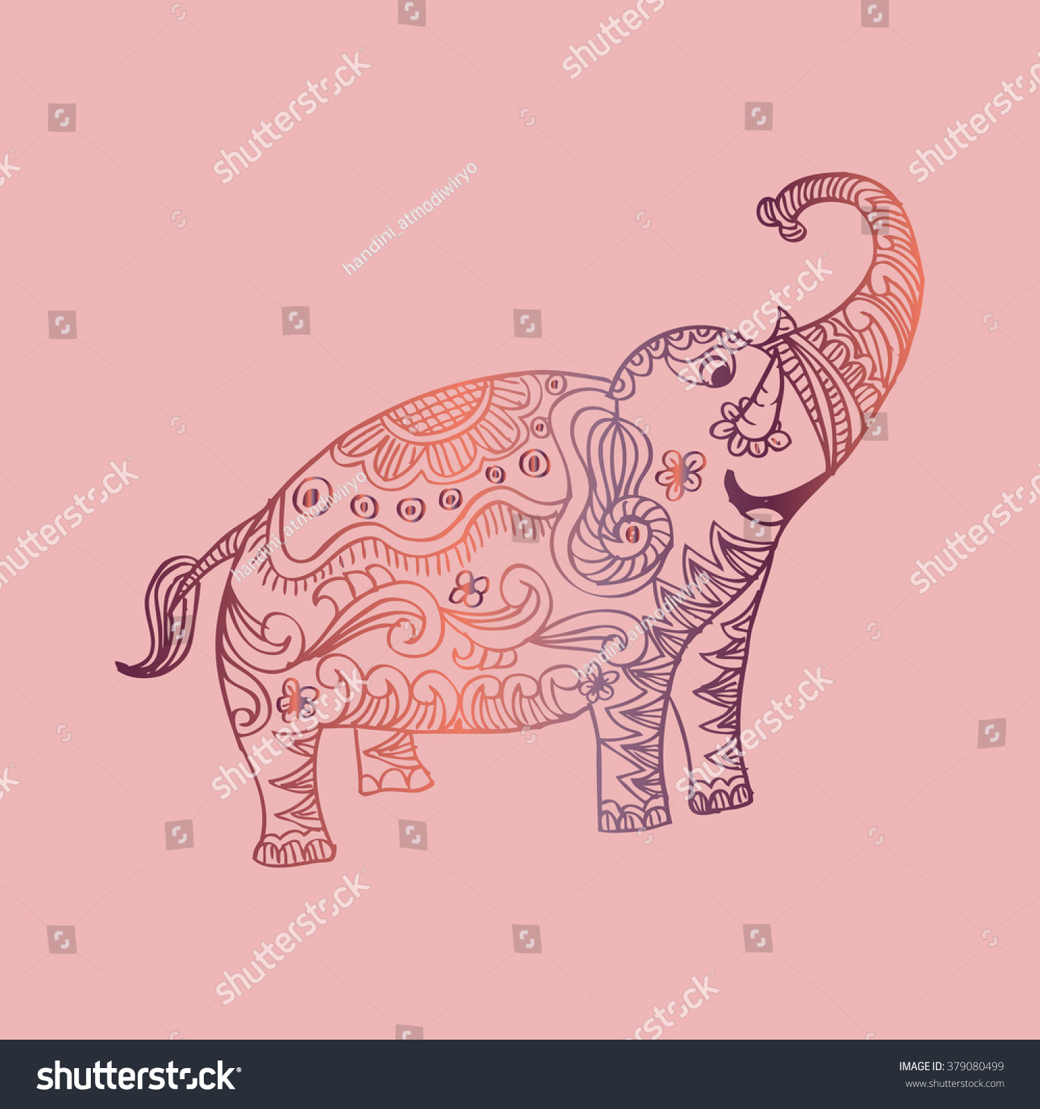 Cute Elephant Doodle Style Stock Vector (Royalty Free) 379080499 ...