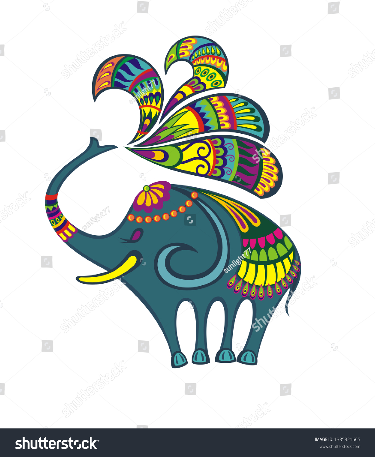 Cute Elephant Vector Illustration Stock Vector (Royalty Free) 1335321665