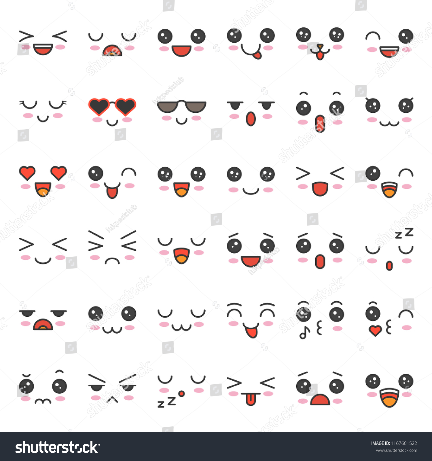 Cute Emotion Face Various Expession Editable Stock Vector (Royalty Free ...
