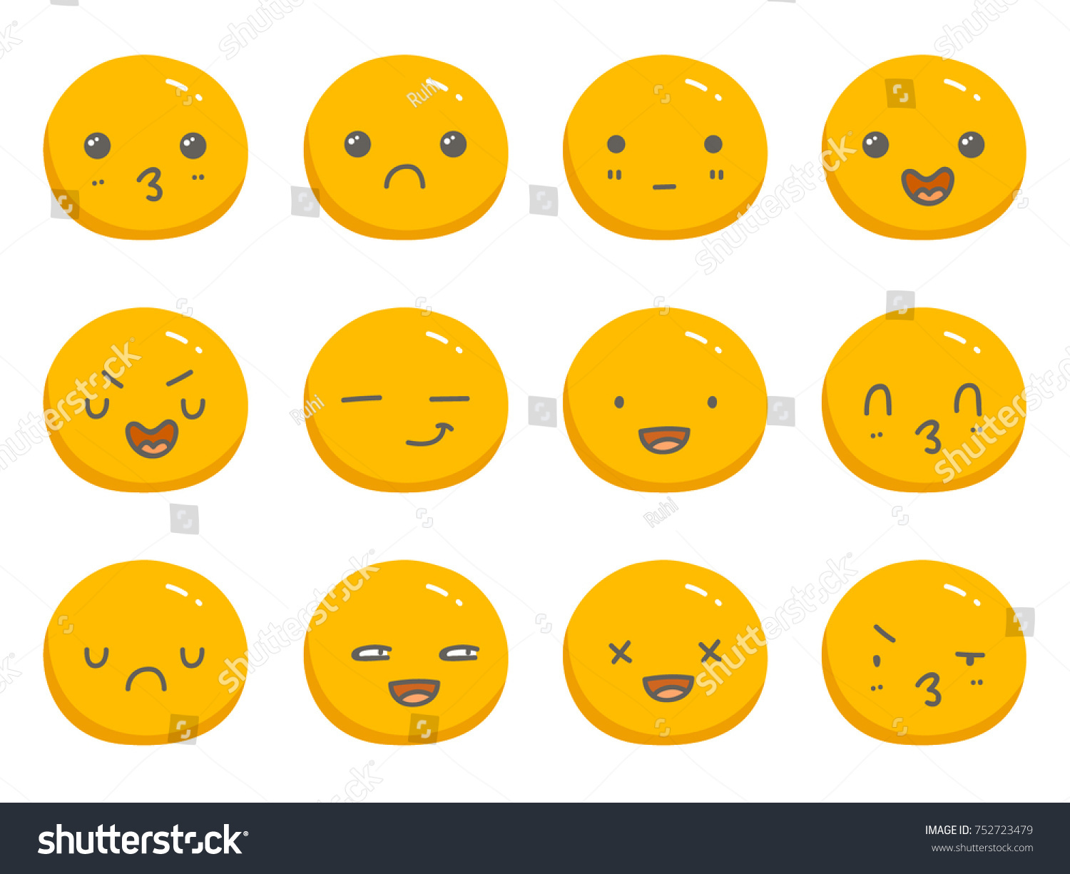 Cute Emotion Set 2 Stock Vector (Royalty Free) 752723479 | Shutterstock