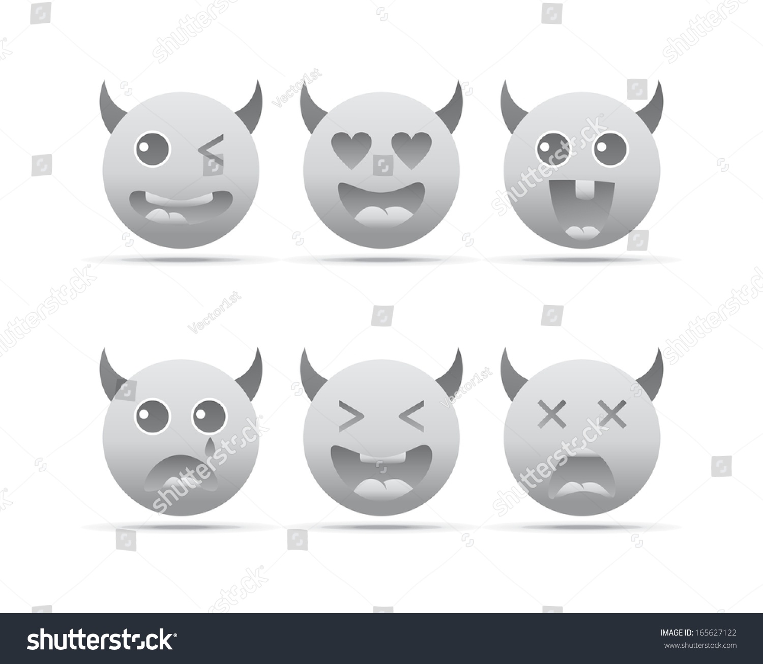 Cute Evil Emoticon Set Stock Vector (Royalty Free) 165627122