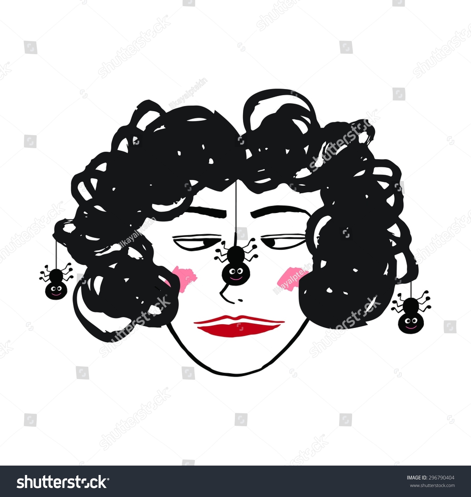 Cute Face Sketch: vector de stock (libre de regalías) 296790404 ...