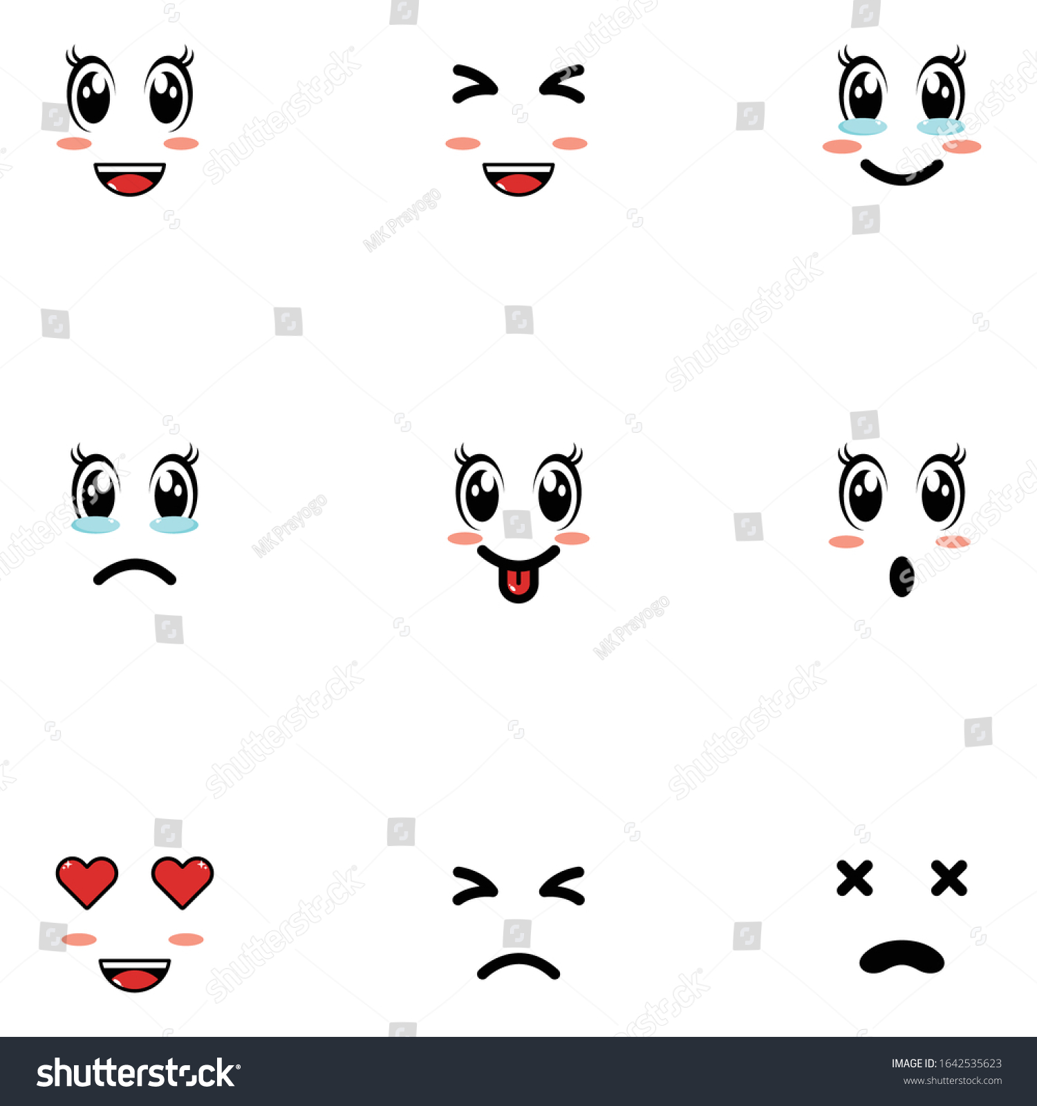 Cute Face Vector Illustration Set 9 Stock Vector (Royalty Free) 1642535623