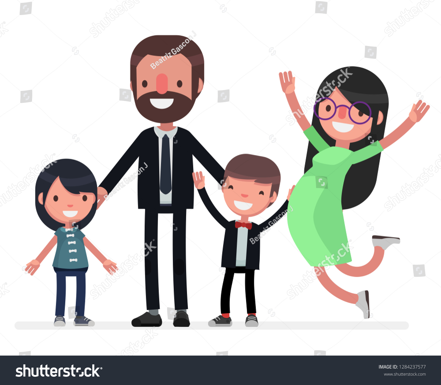Cute Family Vector Illustrator Stock Vector (Royalty Free) 1284237577