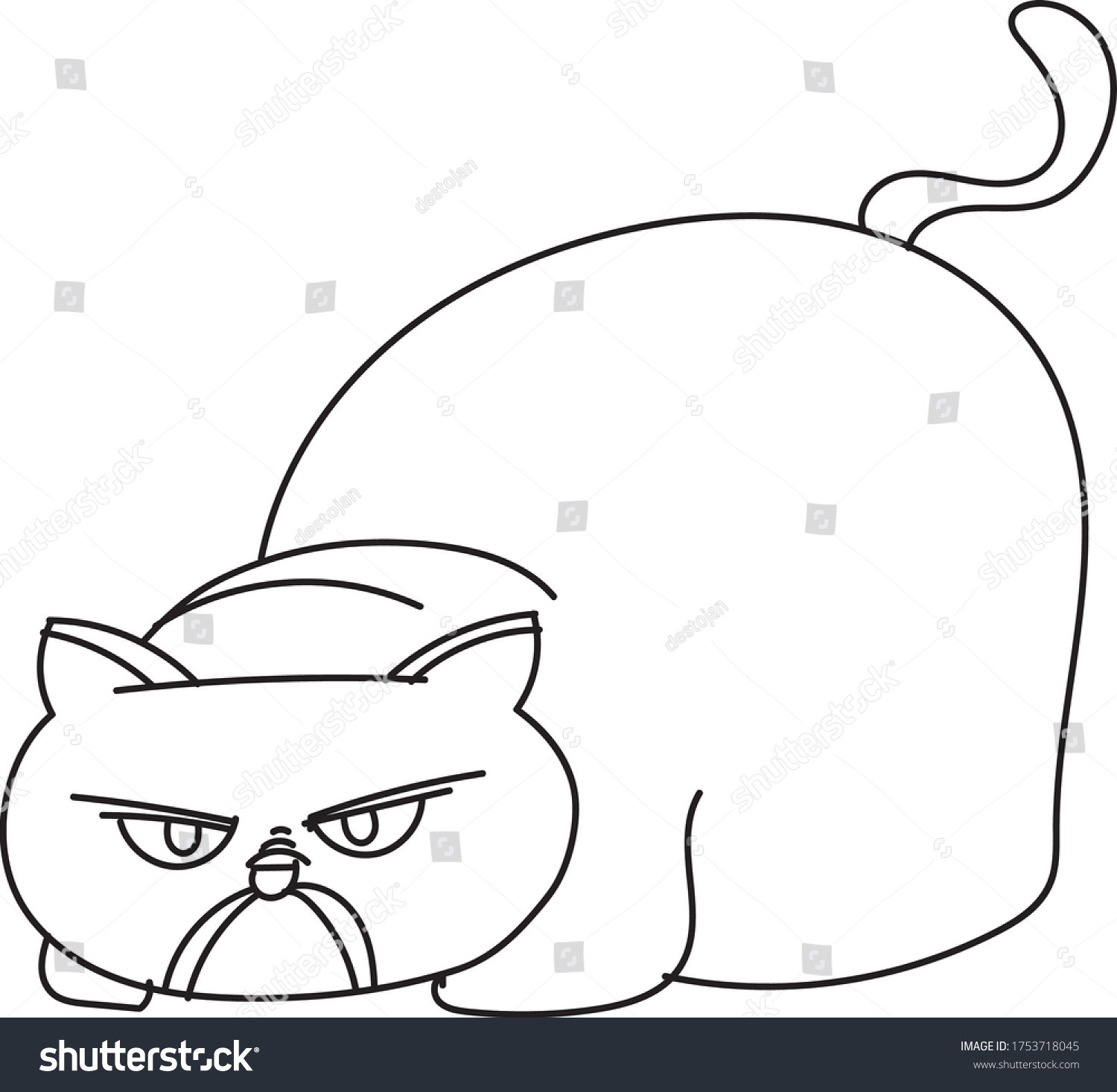 Cute Fat Cat Vector Illustration Stock Vector (Royalty Free) 1753718045 ...