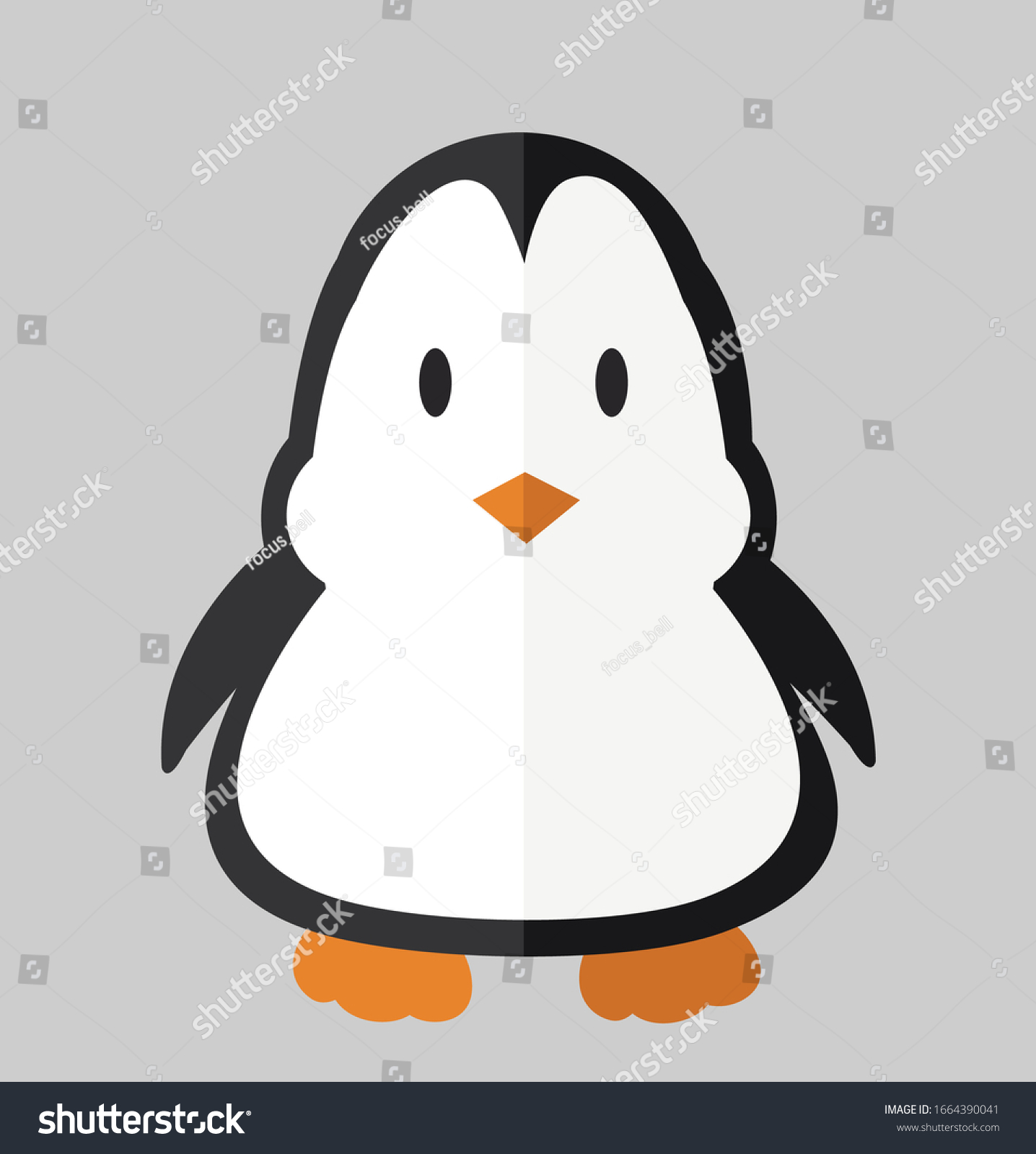 Cute Fat Penguin Vector Illustration Stock Vector (Royalty Free) 1664390041