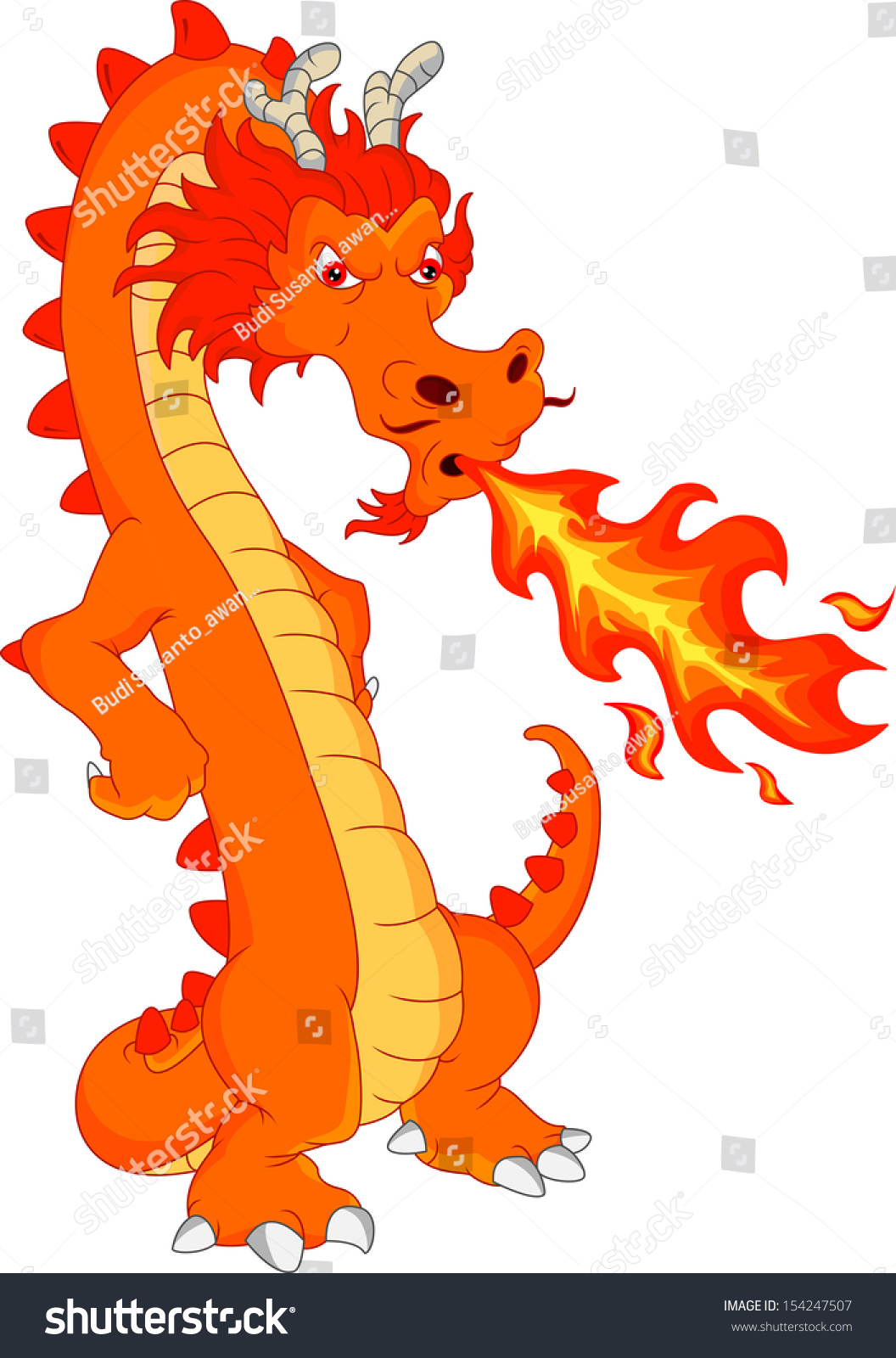 Cute Fire Dragon Cartoon Stock Vector Illustration 154247507 : Shutterstock