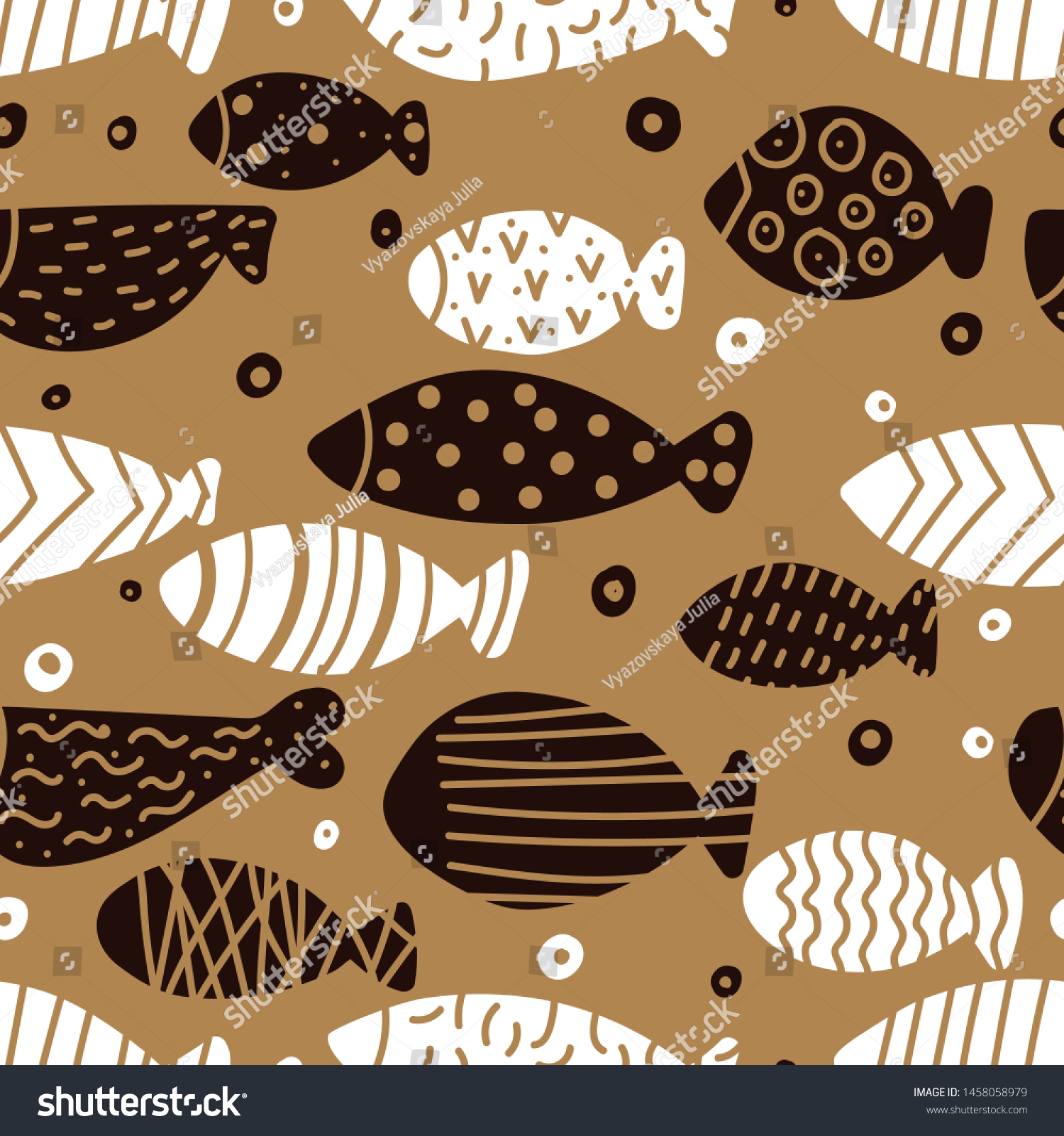 Cute Fish Gold Polka Dots Vector Stock Vector (Royalty Free) 1458058979 ...
