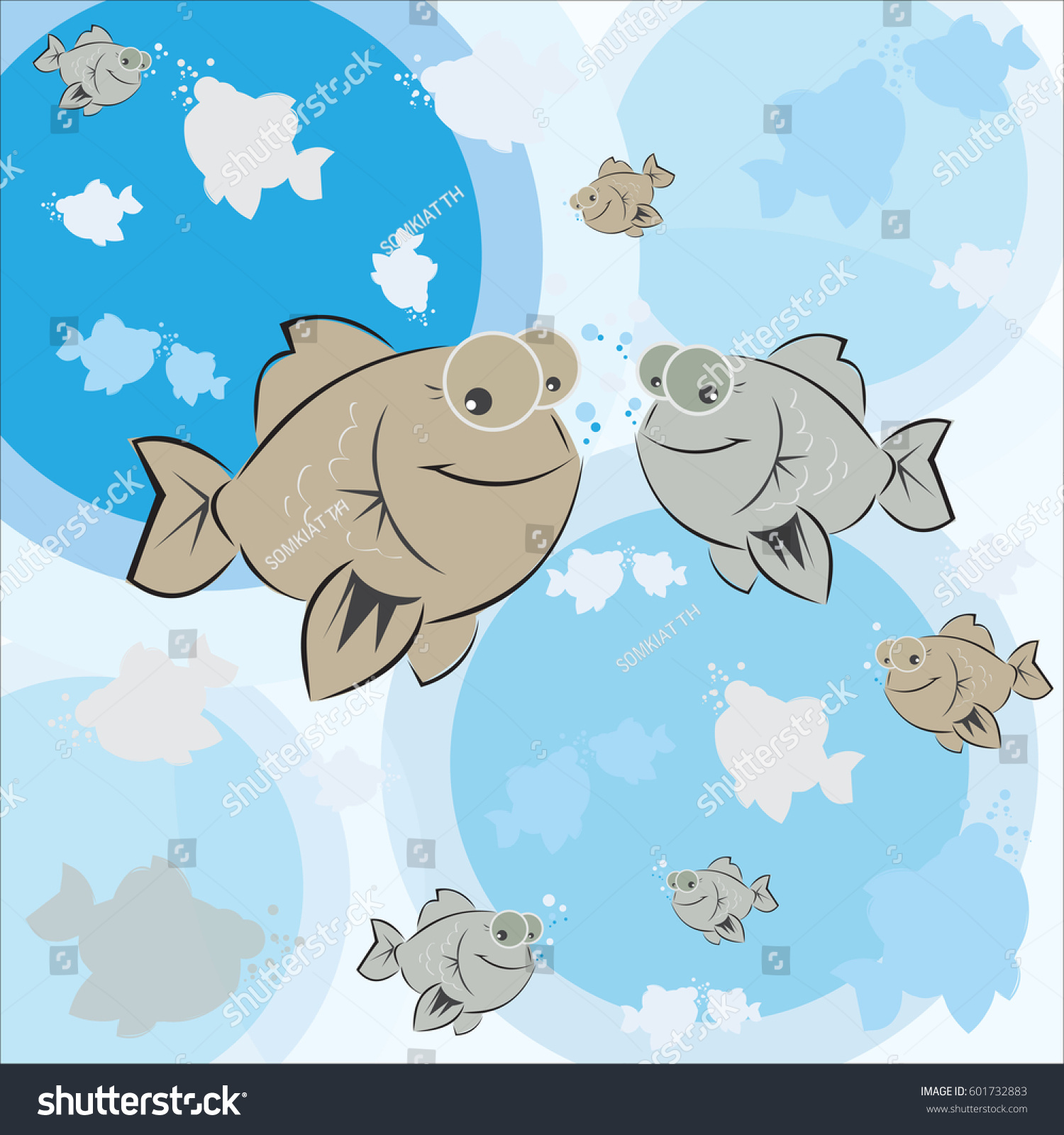 Cute Fish Cartoon: vector de stock (libre de regalías) 601732883 ...