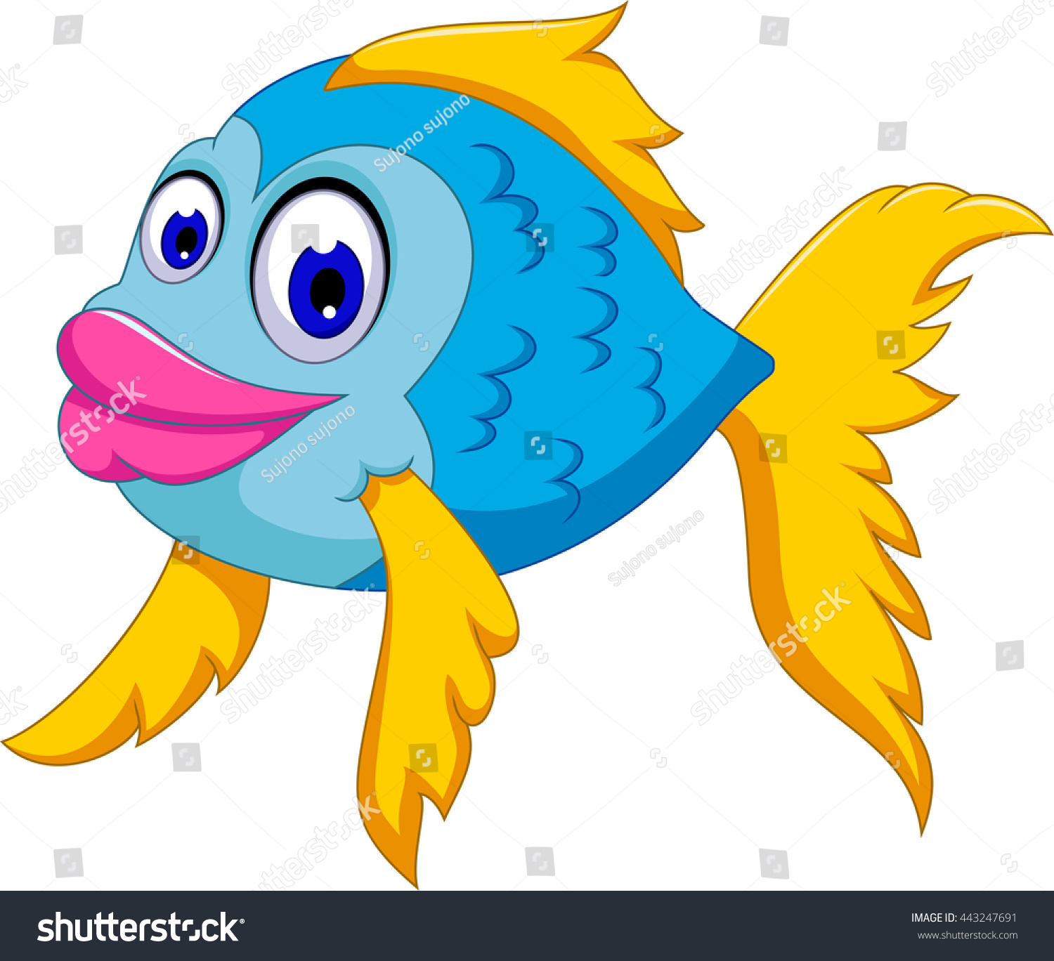 Cute Fish Cartoon Posing Stock Vector (Royalty Free) 443247691 ...