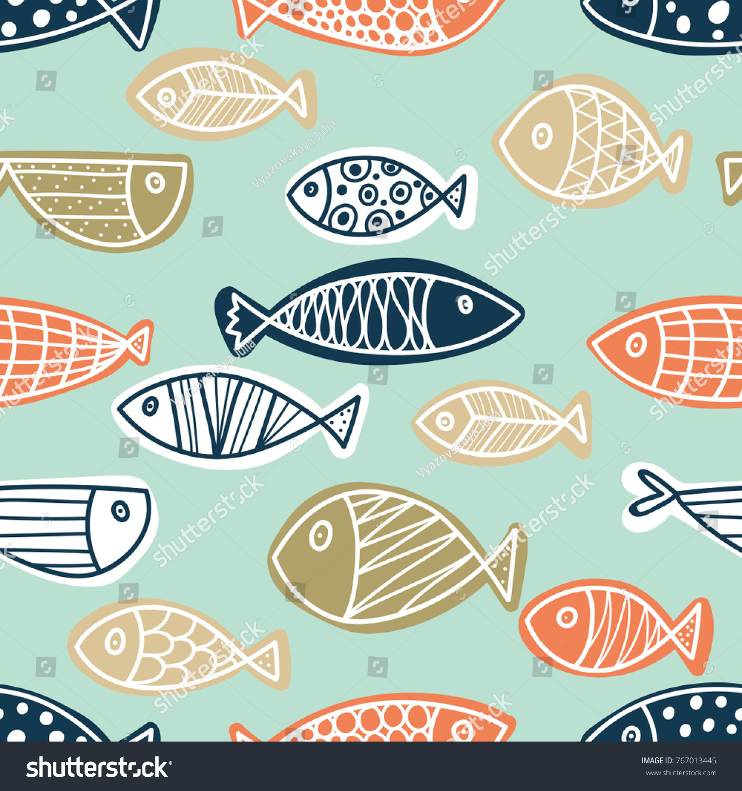 Cute Fish Kids Background Stock Vector (Royalty Free) 767013445