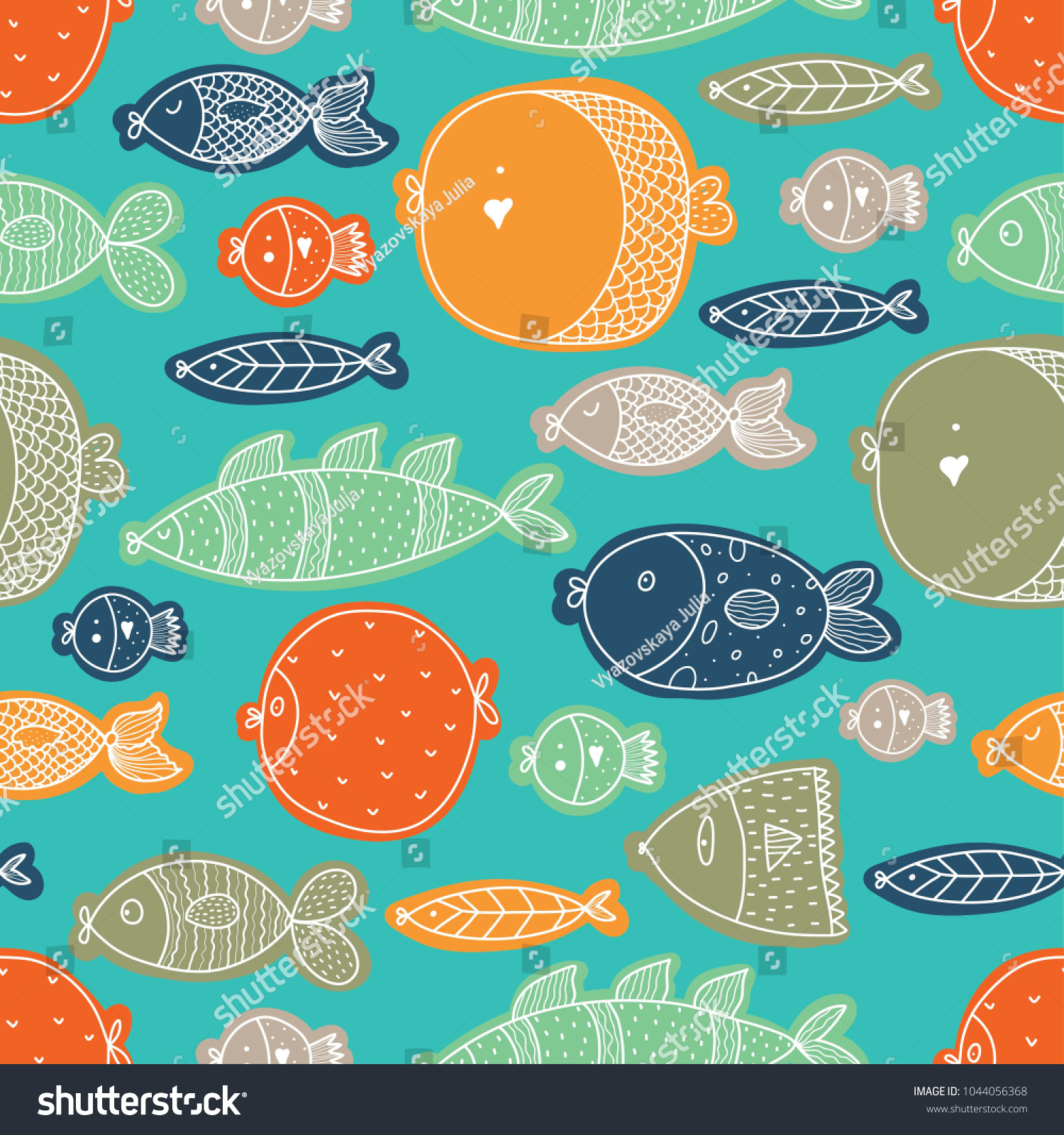 Cute Fish Kids Background Seamless Pattern Stock Vector (Royalty Free ...