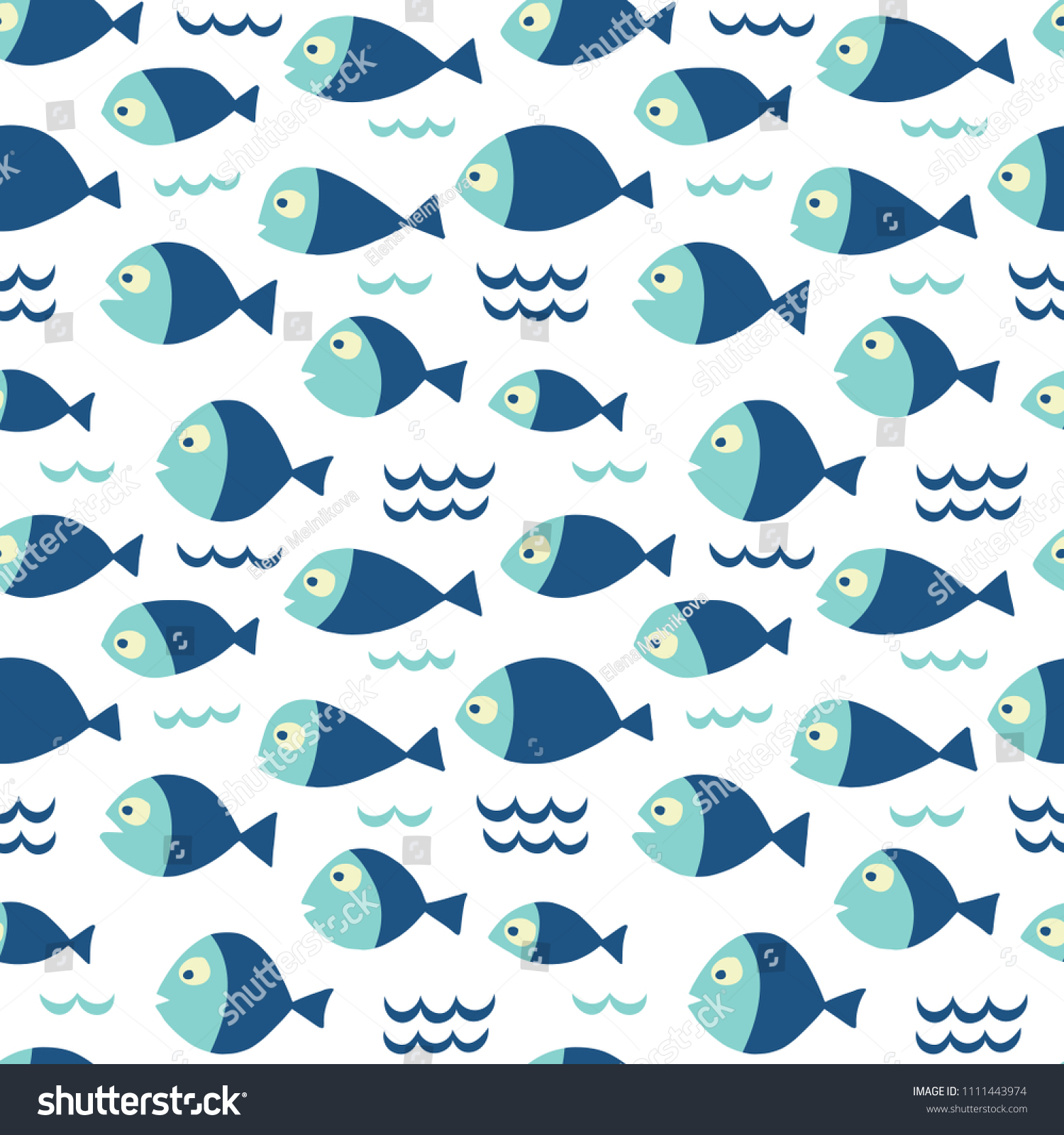 Cute Fish Kids Background Seamless Pattern Stock Vector (Royalty Free ...
