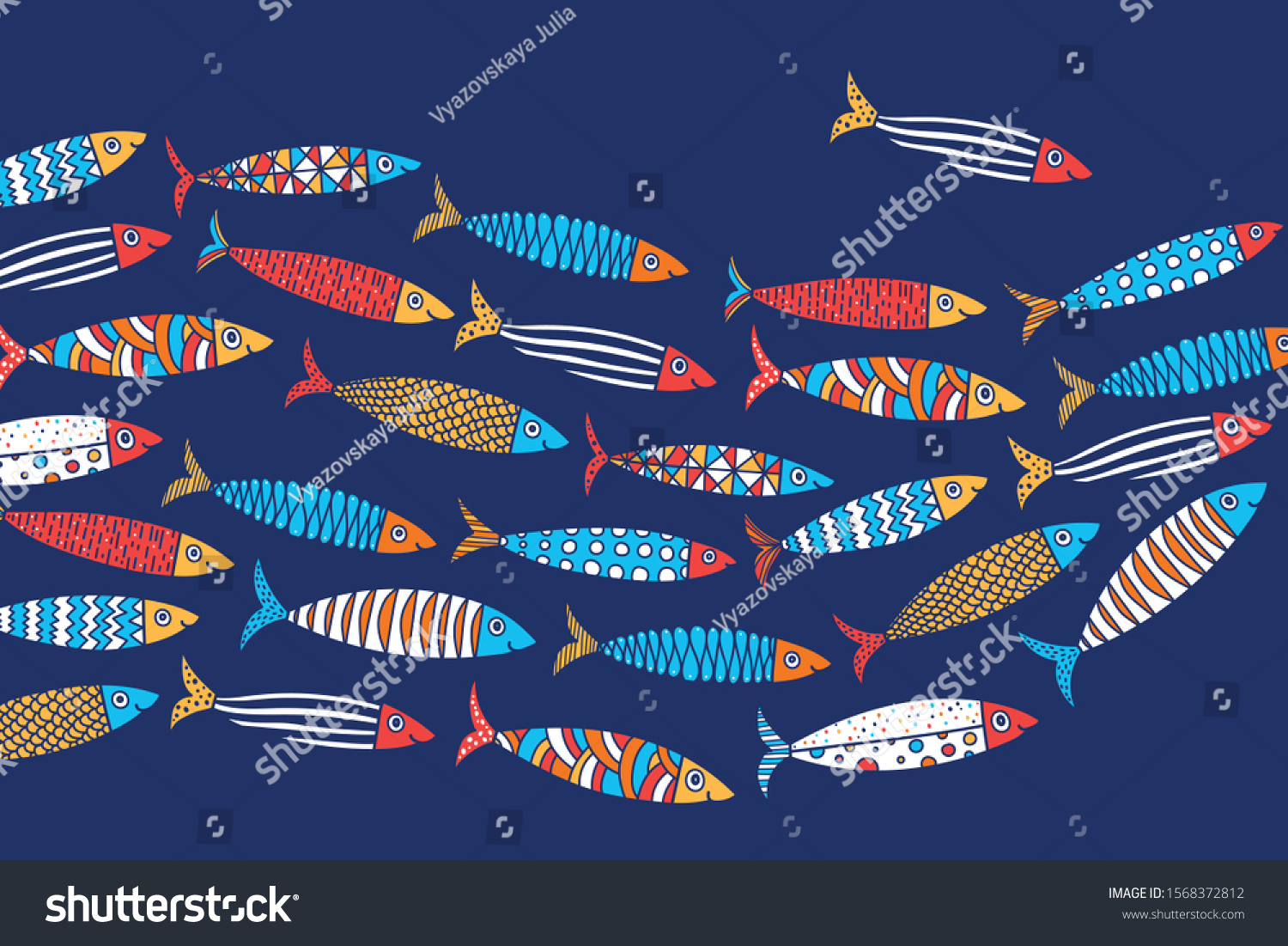 Cute Fish Wave Vector Sea Poster : image vectorielle de stock (libre de ...