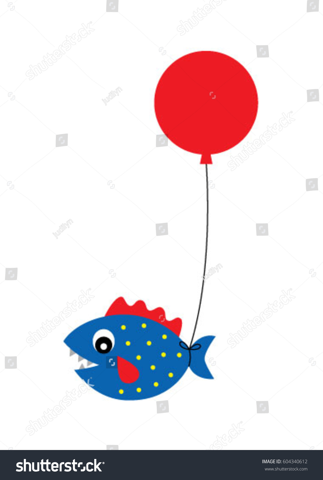 Cute Fish Balloon: vector de stock (libre de regalías) 604340612 ...