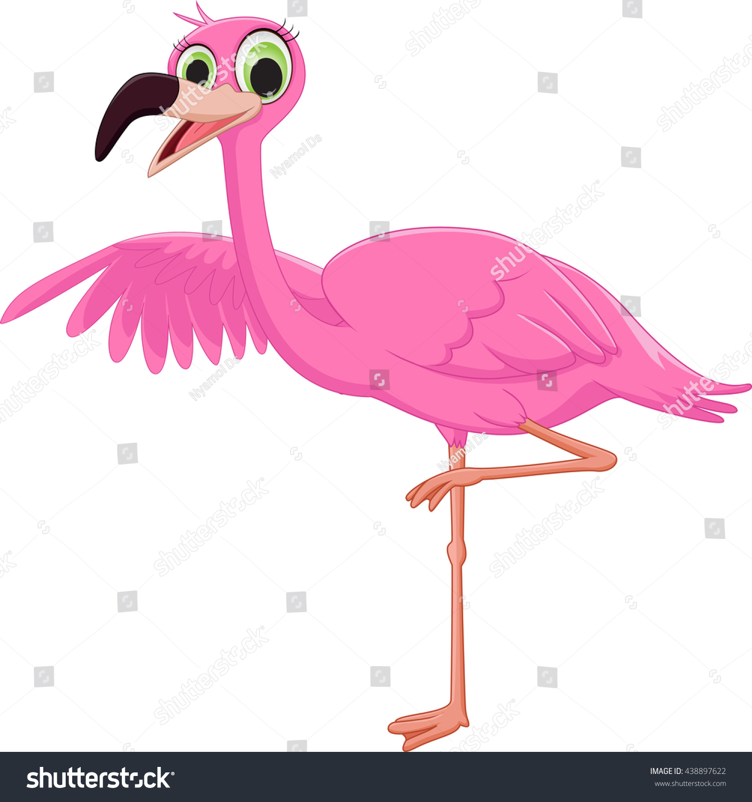 Cute Flamingo Cartoon Waving Stock Vector Royalty Free 438897622