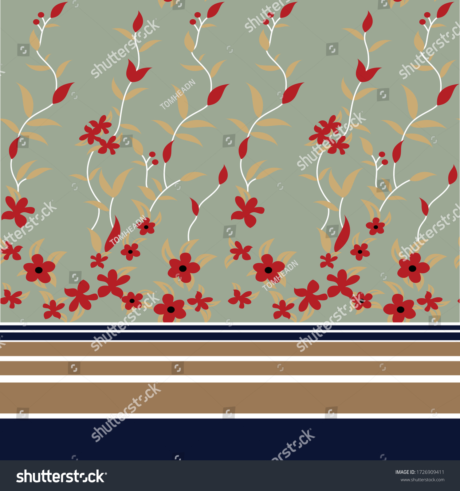 Cute Floral Border Design Pattern Background: เวกเตอร์สต็อก (ปลอดค่า ...
