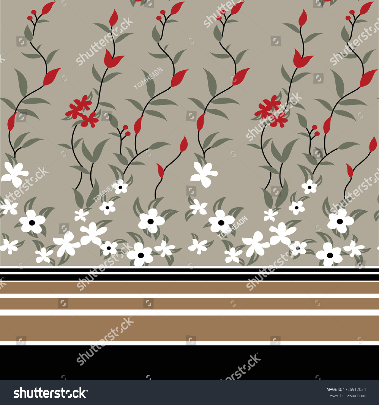 Cute Floral Border Design Pattern On: เวกเตอร์สต็อก (ปลอดค่าลิขสิทธิ์ ...