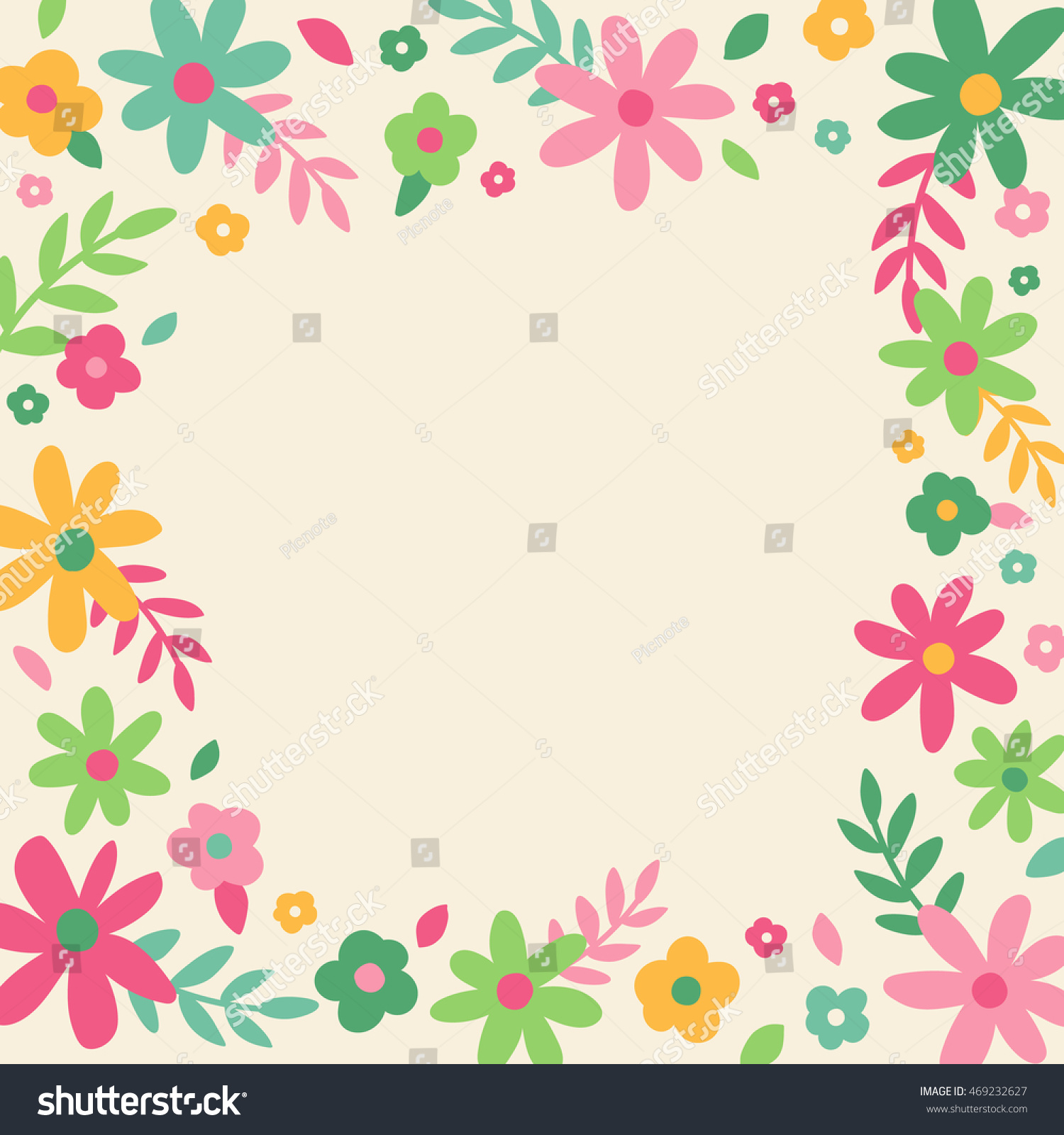 Cute Floral Border Frame Vector : image vectorielle de stock (libre de ...