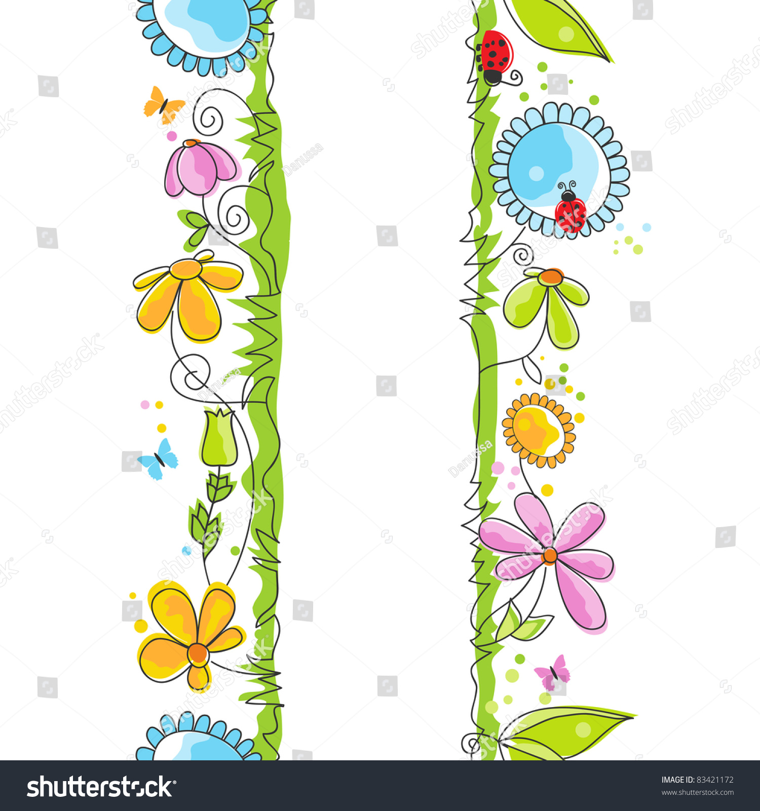 Cute Floral Borders Stock Vector Illustration 83421172 : Shutterstock