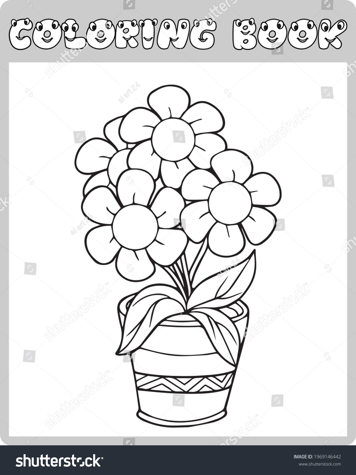 Cute Flower Cartoon Coloring Sheet Vector Stock Vector (Royalty Free ...