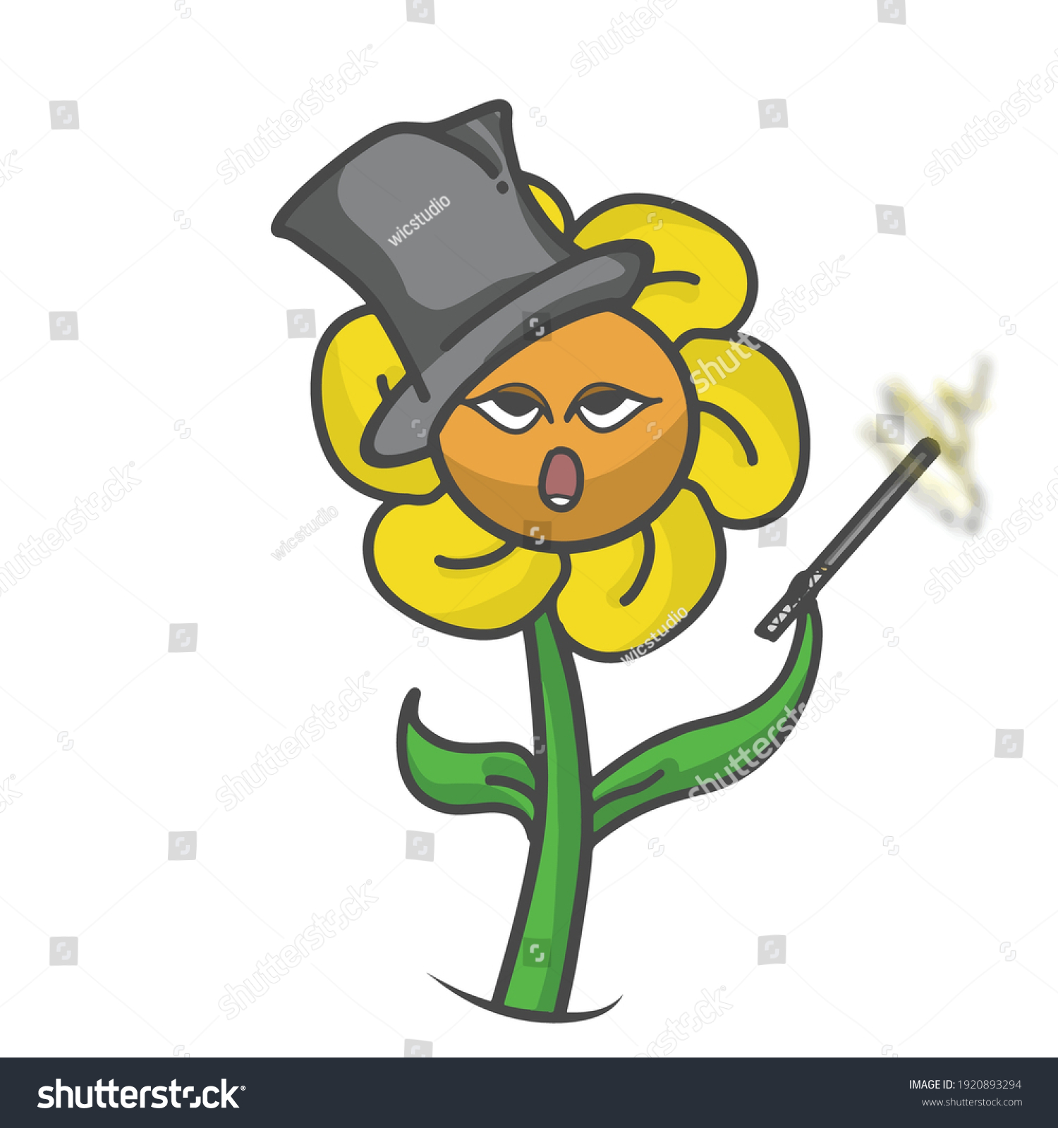 Cute Flower Character Design Vector Template Stock Vector (Royalty Free ...