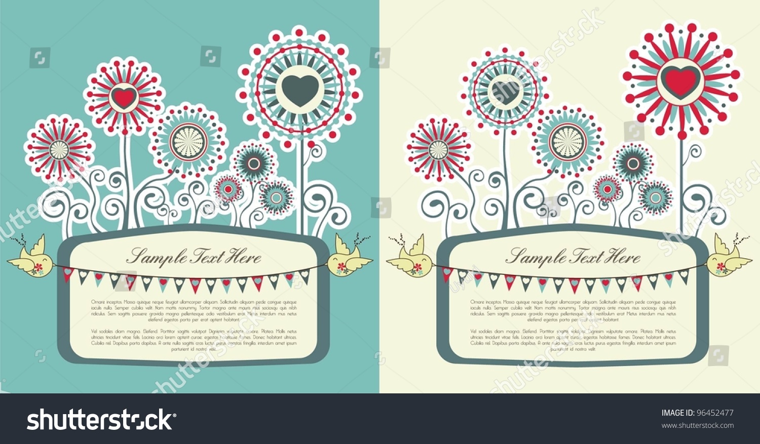 Cute Flower Frame Design 2 Set Stock Vector (Royalty Free) 96452477 ...