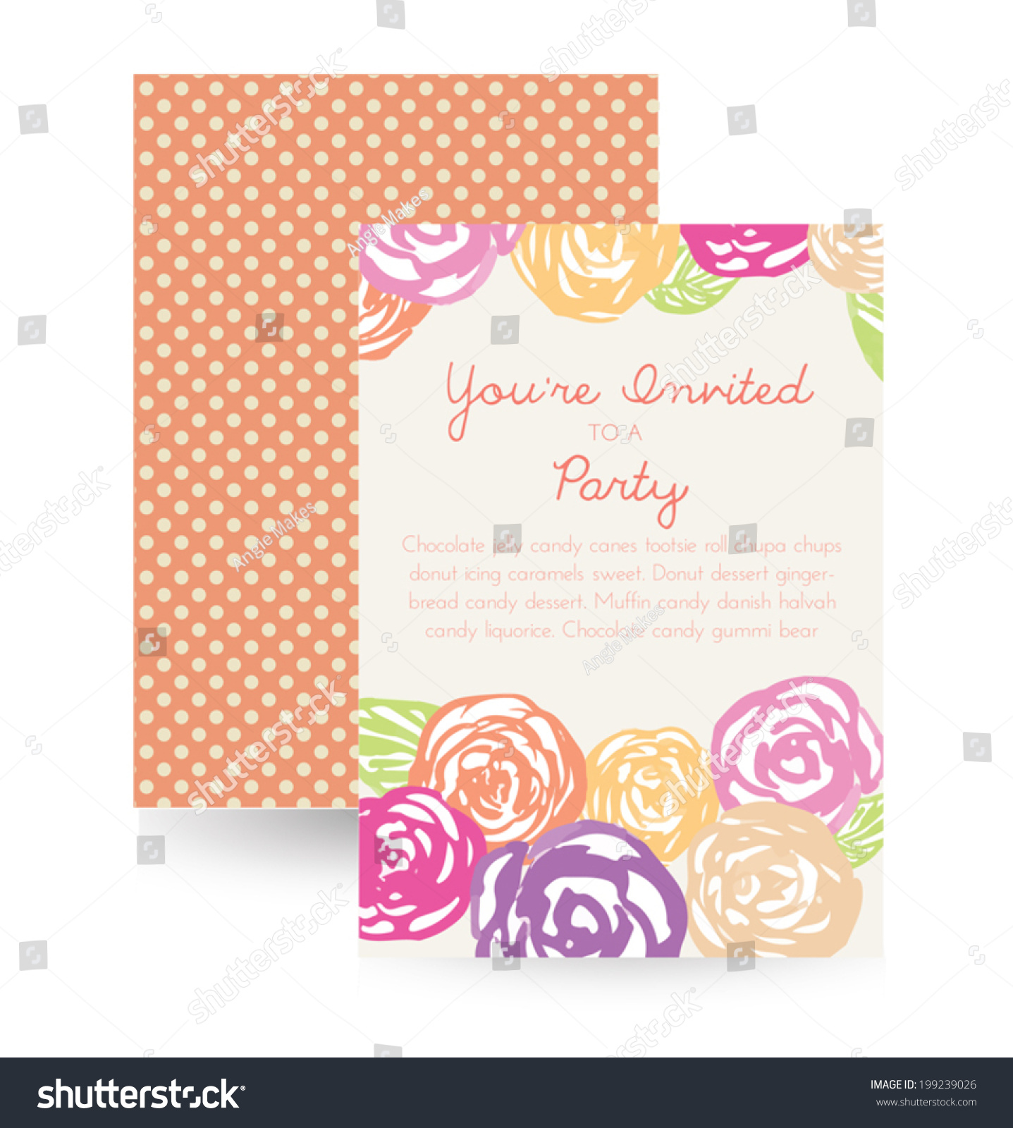 Cute Flower Party Invitation Template Vector Stock Vector (Royalty Free ...