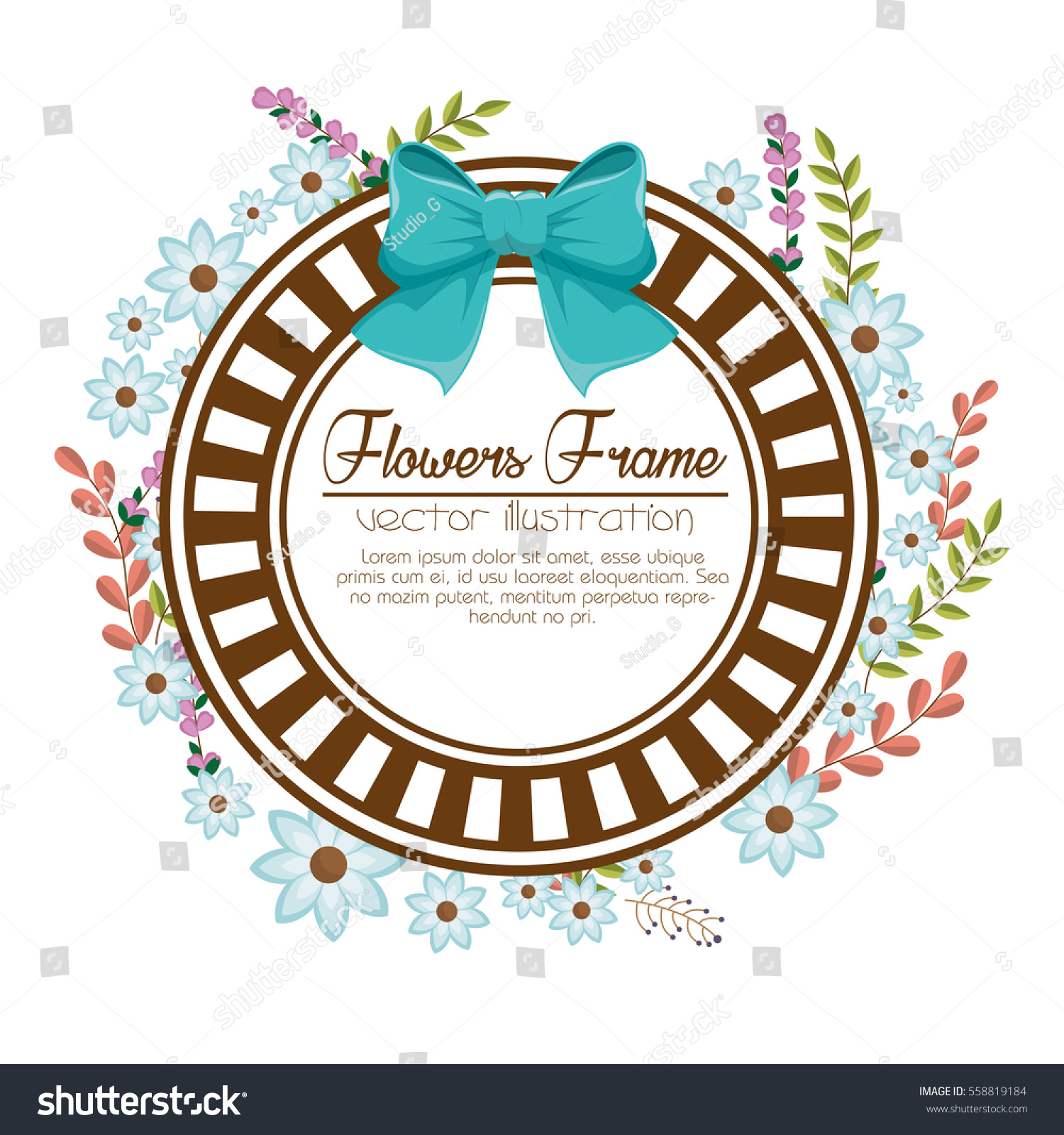 Cute Flowers Frame Background Stock Vector (Royalty Free) 558819184 ...