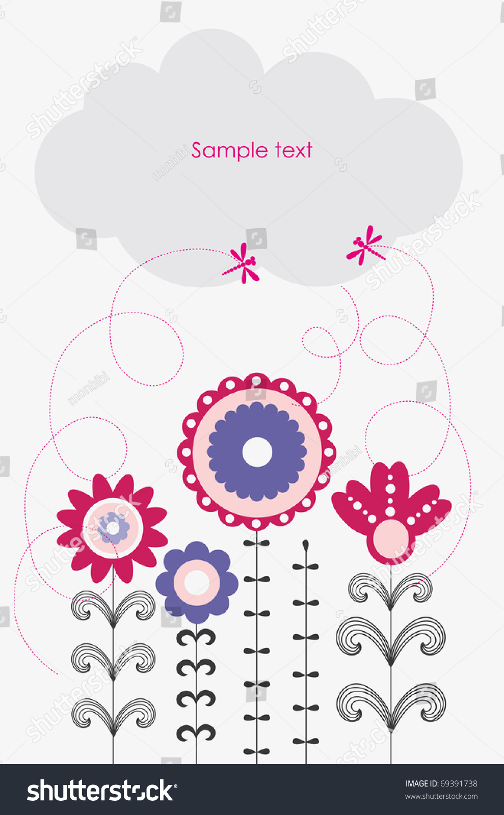 Cute Flowers Vector Illustration Stock Vector (Royalty Free) 69391738