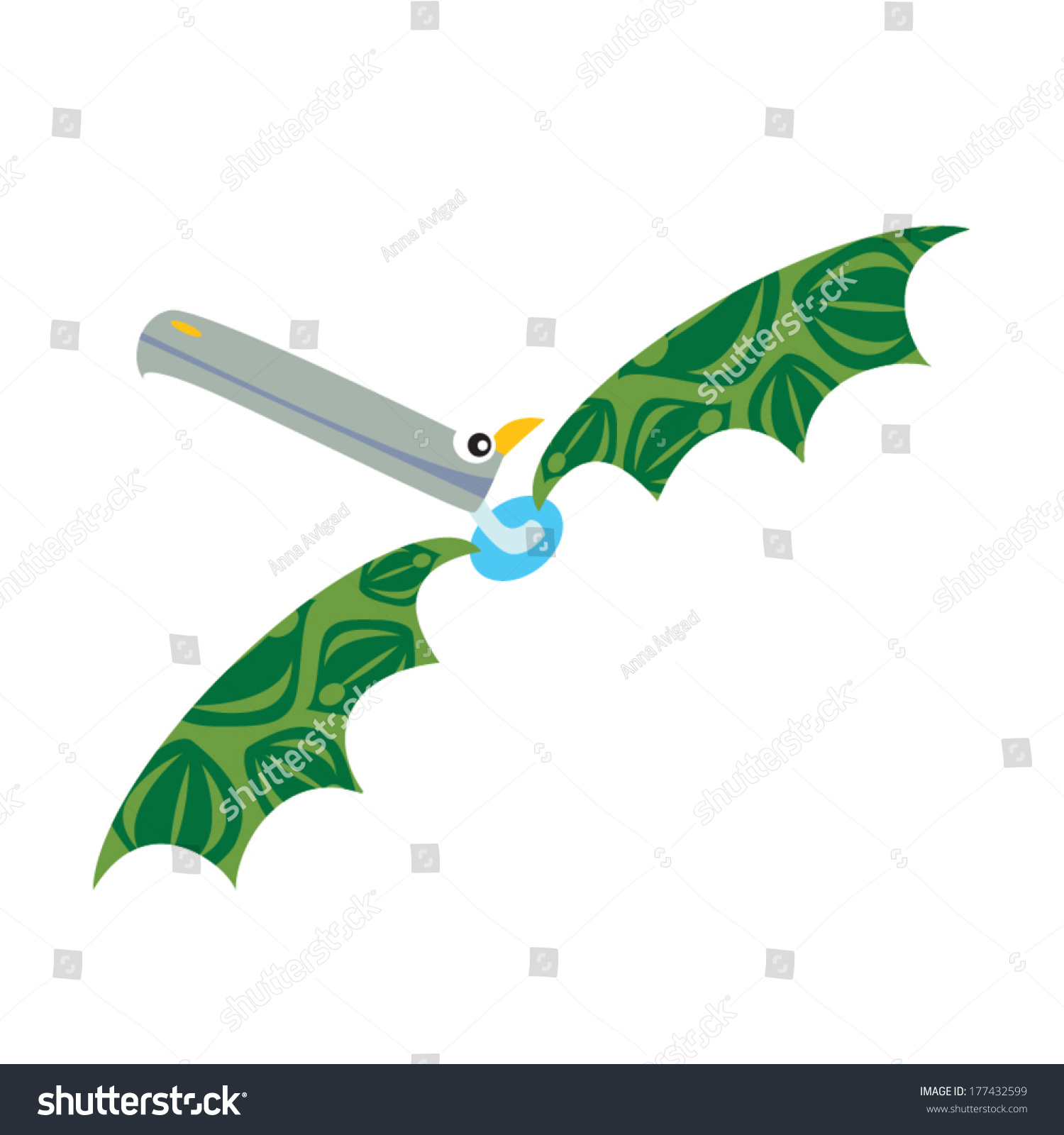 Cute Flying Dinosaur Isolated Vector Stock Vector (Royalty Free) 177432599
