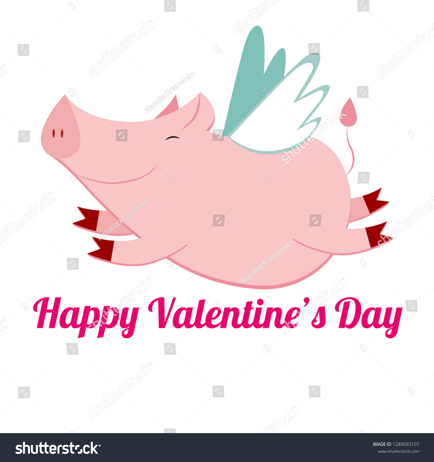 Cute Flying Pig Vector Illustration Stock Vector (Royalty Free) 1289093107
