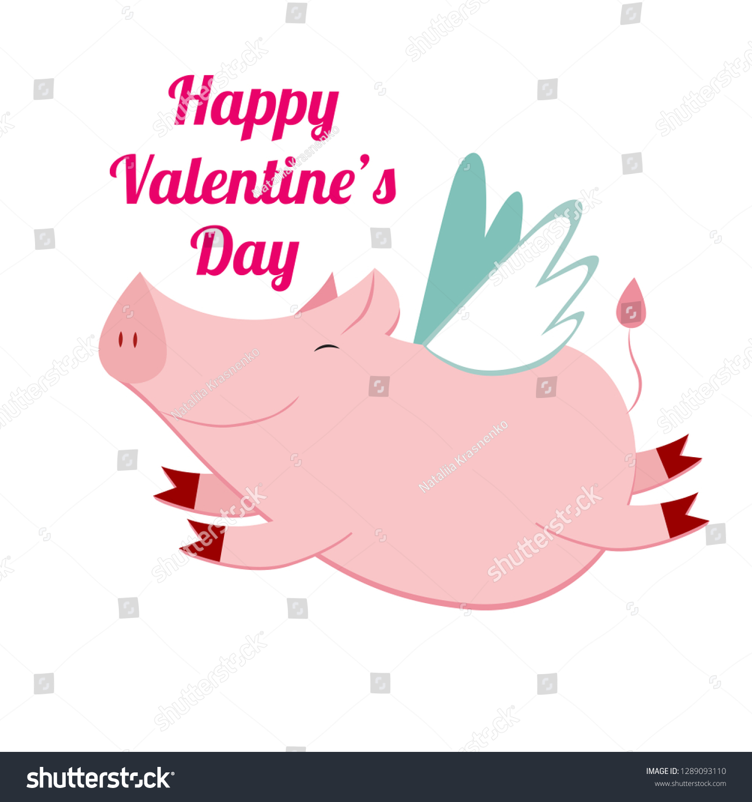 Cute Flying Pig Vector Illustration Stock Vector (Royalty Free) 1289093110