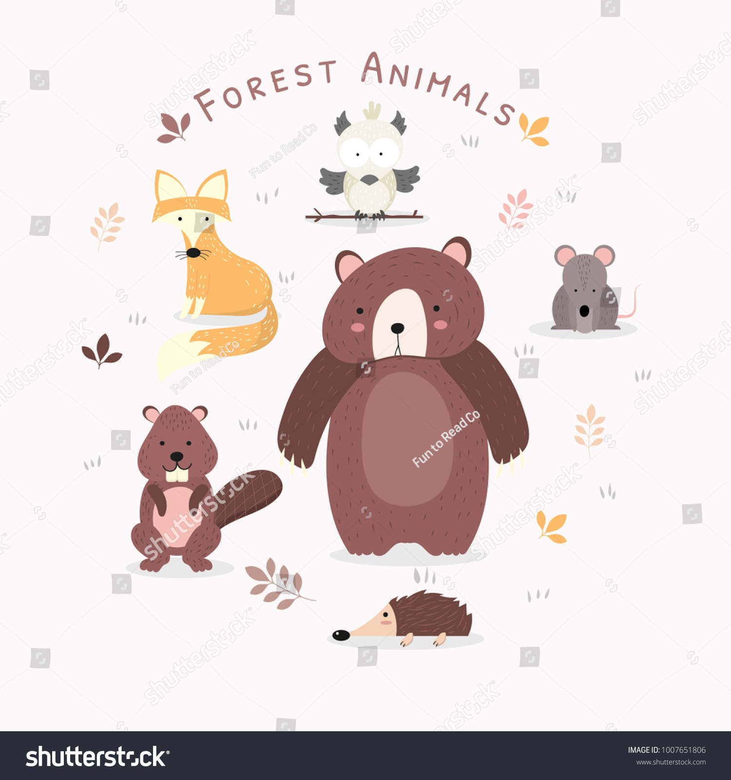 Cute Forest Animal Vector Set Stock Vector (Royalty Free) 1007651806 ...