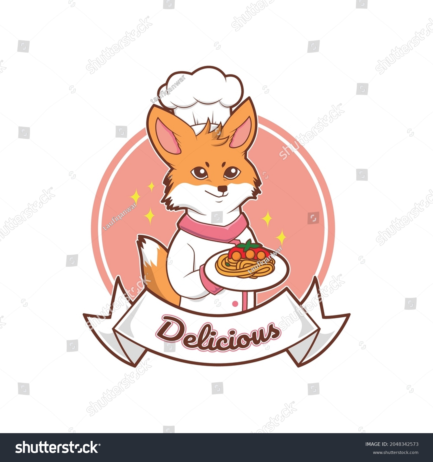 Cute Fox Chef Vector Illustration Logo Stock Vector (Royalty Free ...