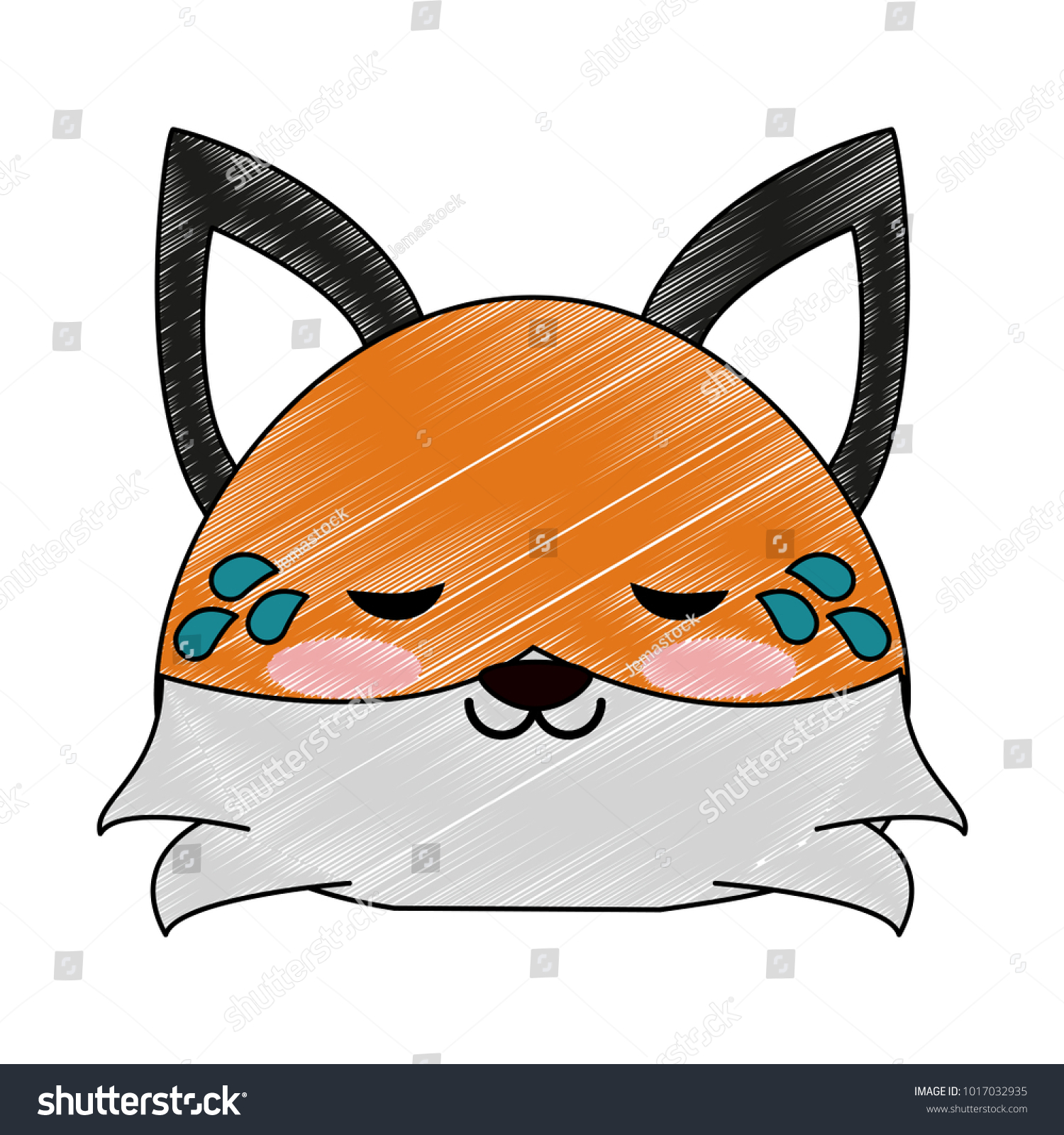 Cute Fox Crying Cartoon Stock Vector (Royalty Free) 1017032935