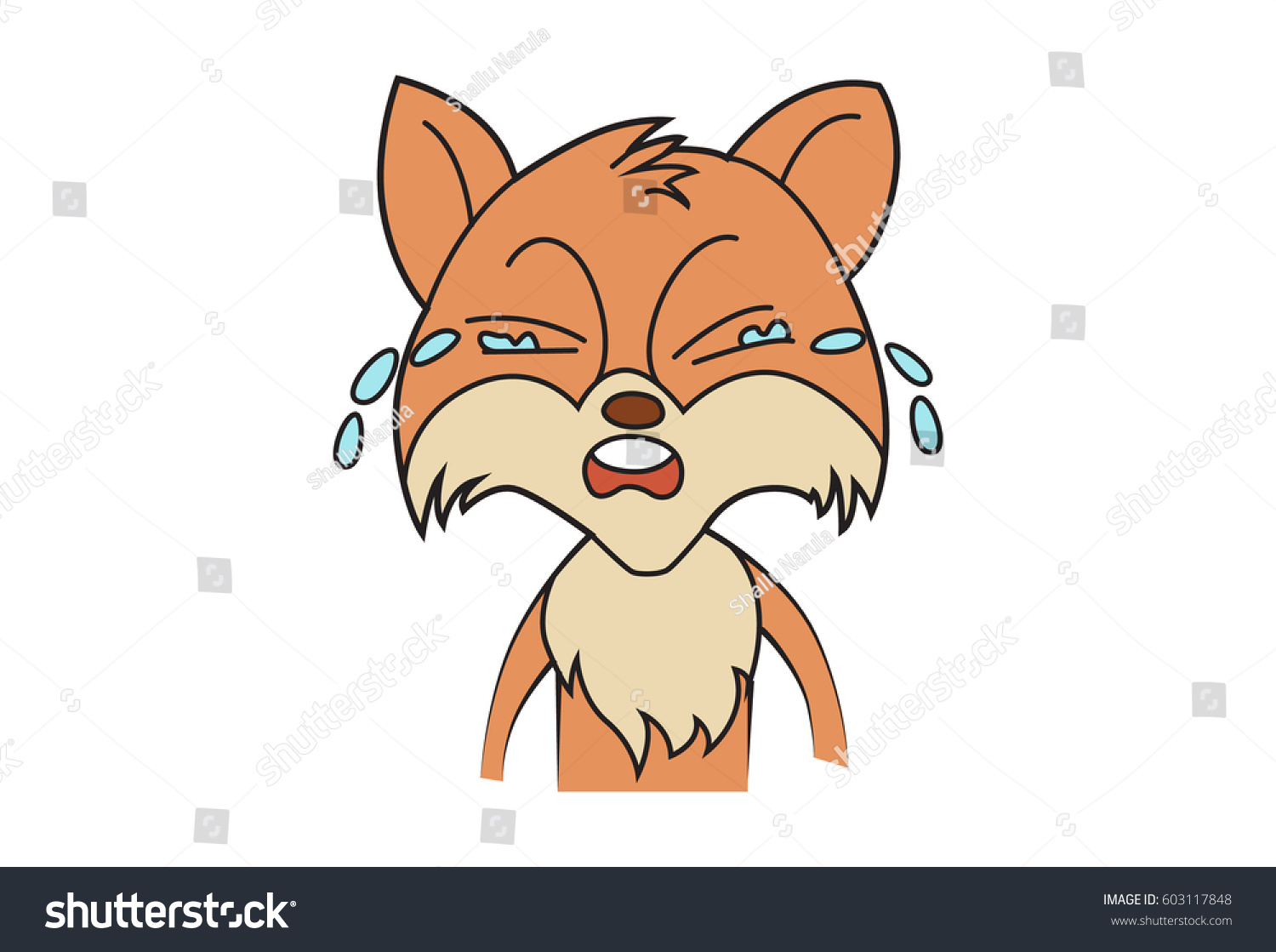 Cute Fox Crying Vector Illustration Isolated: เวกเตอร์สต็อก (ปลอดค่า ...