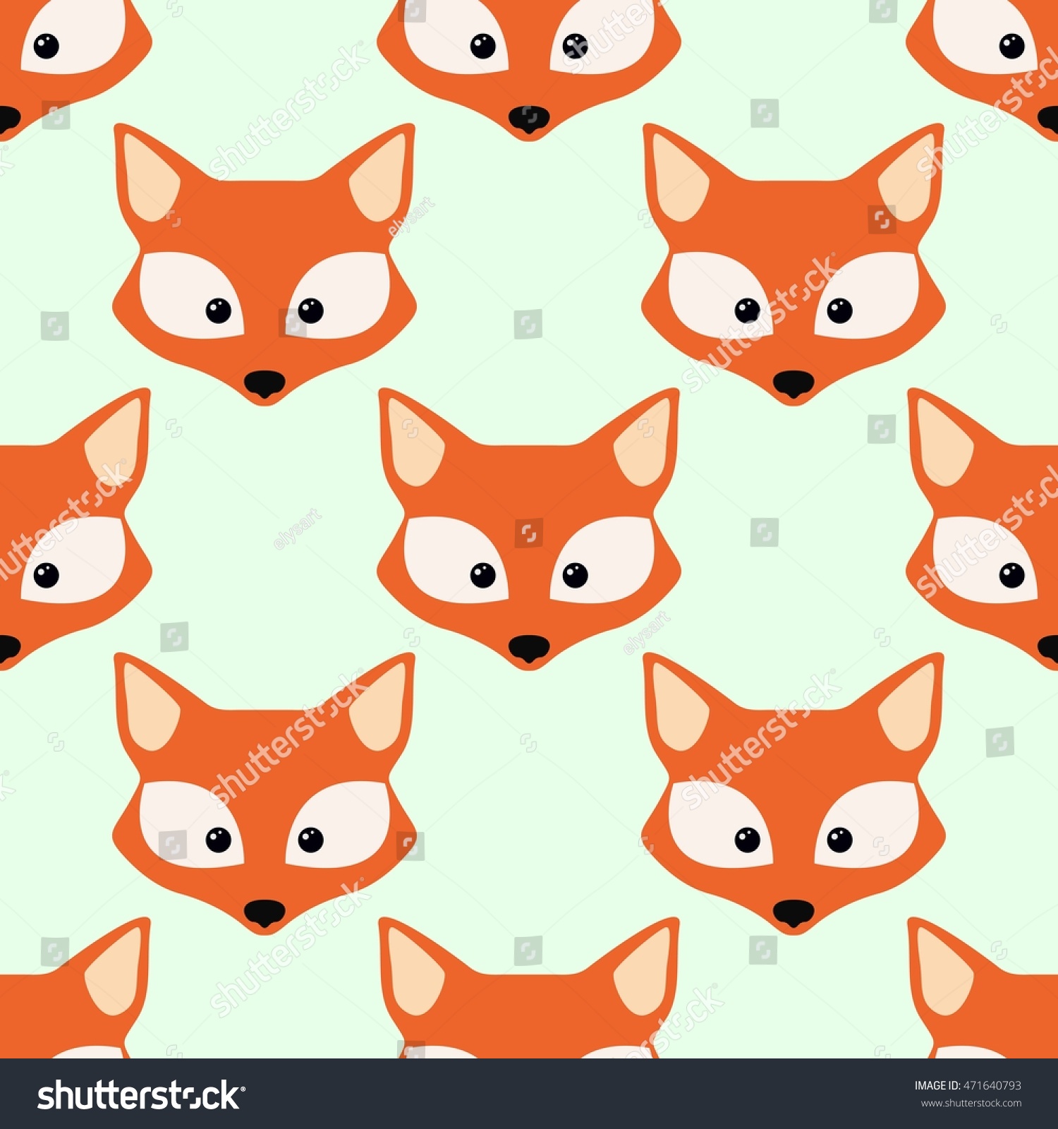 Cute Fox Face Seamless Wallpaper Stock Vector (Royalty Free) 471640793