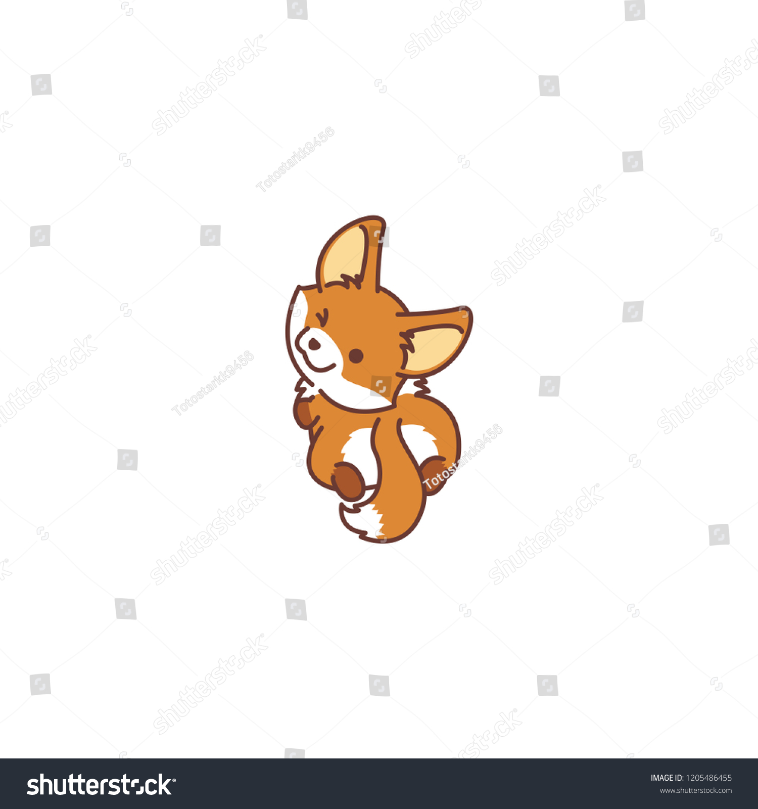 Vektor Stok Cute Fox Looking Back Winking Vector (Tanpa Royalti ...