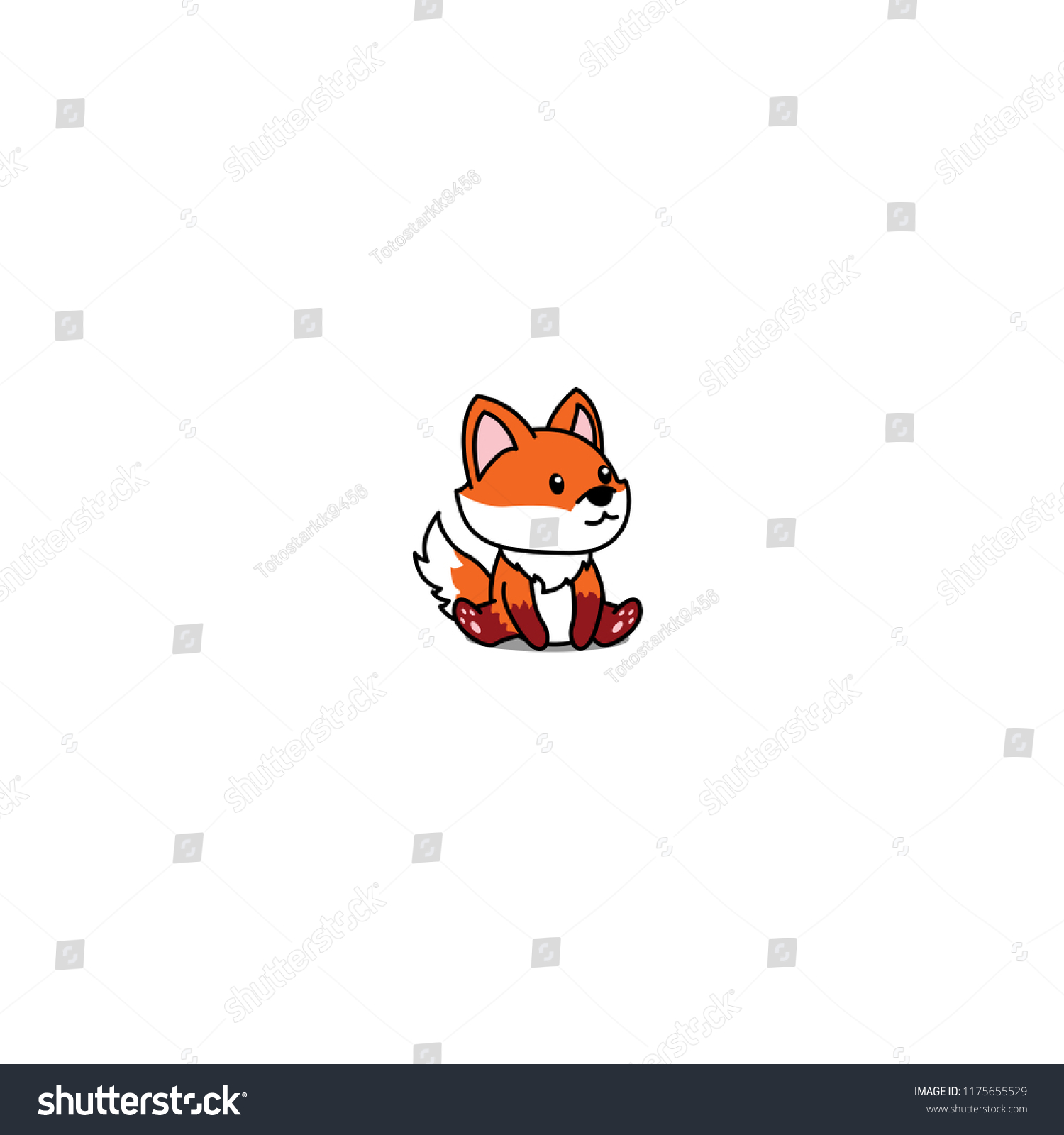 Cute Fox Sitting Vector Illustration Stock Vector (Royalty Free ...