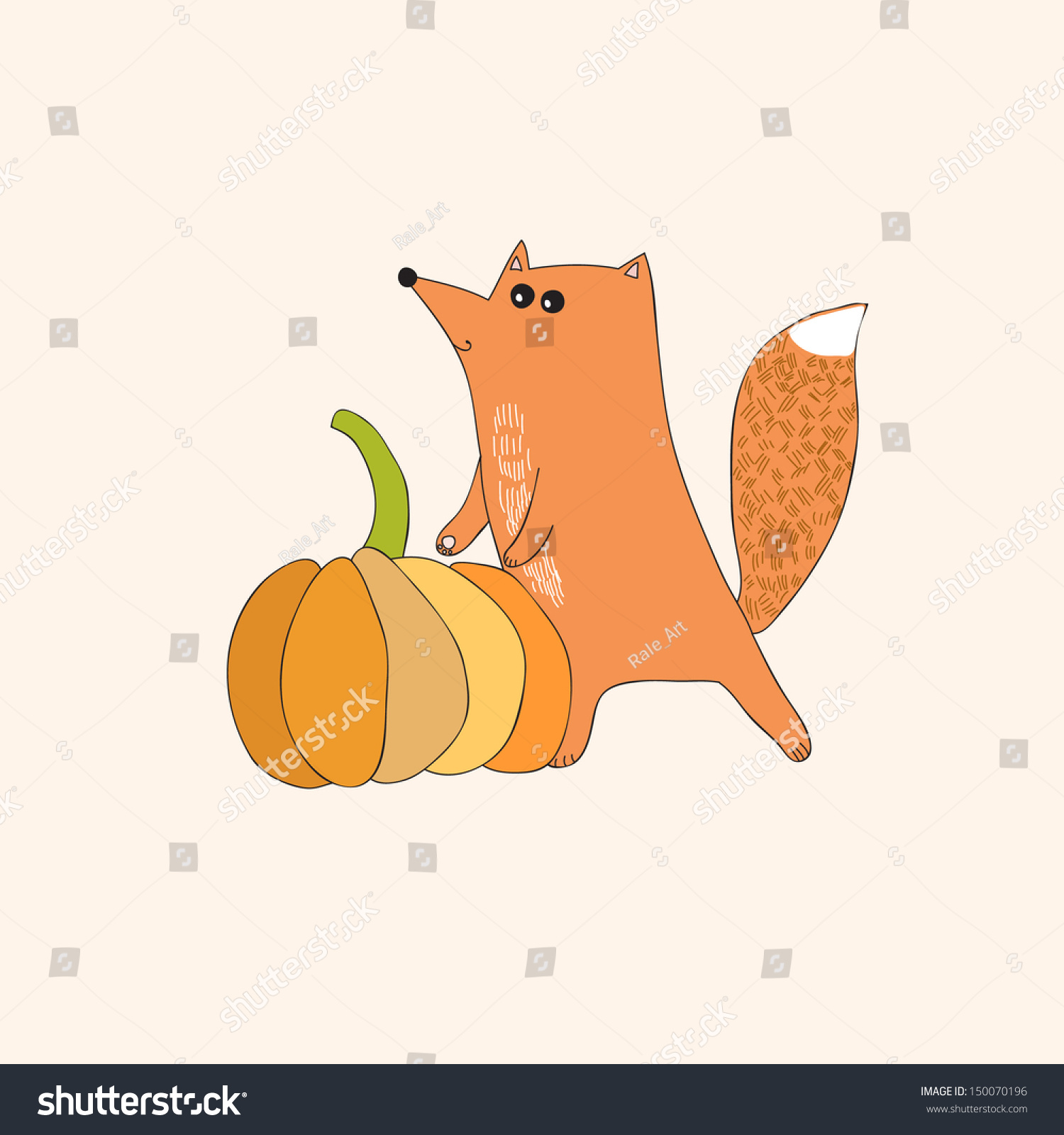 Cute Fox Pumpkin Vector Illustration Stock Vector (Royalty Free ...